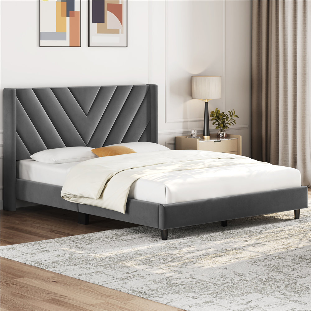 Willa Arlo™ Interiors Permelia Upholstered Wingback Bed & Reviews | Wayfair