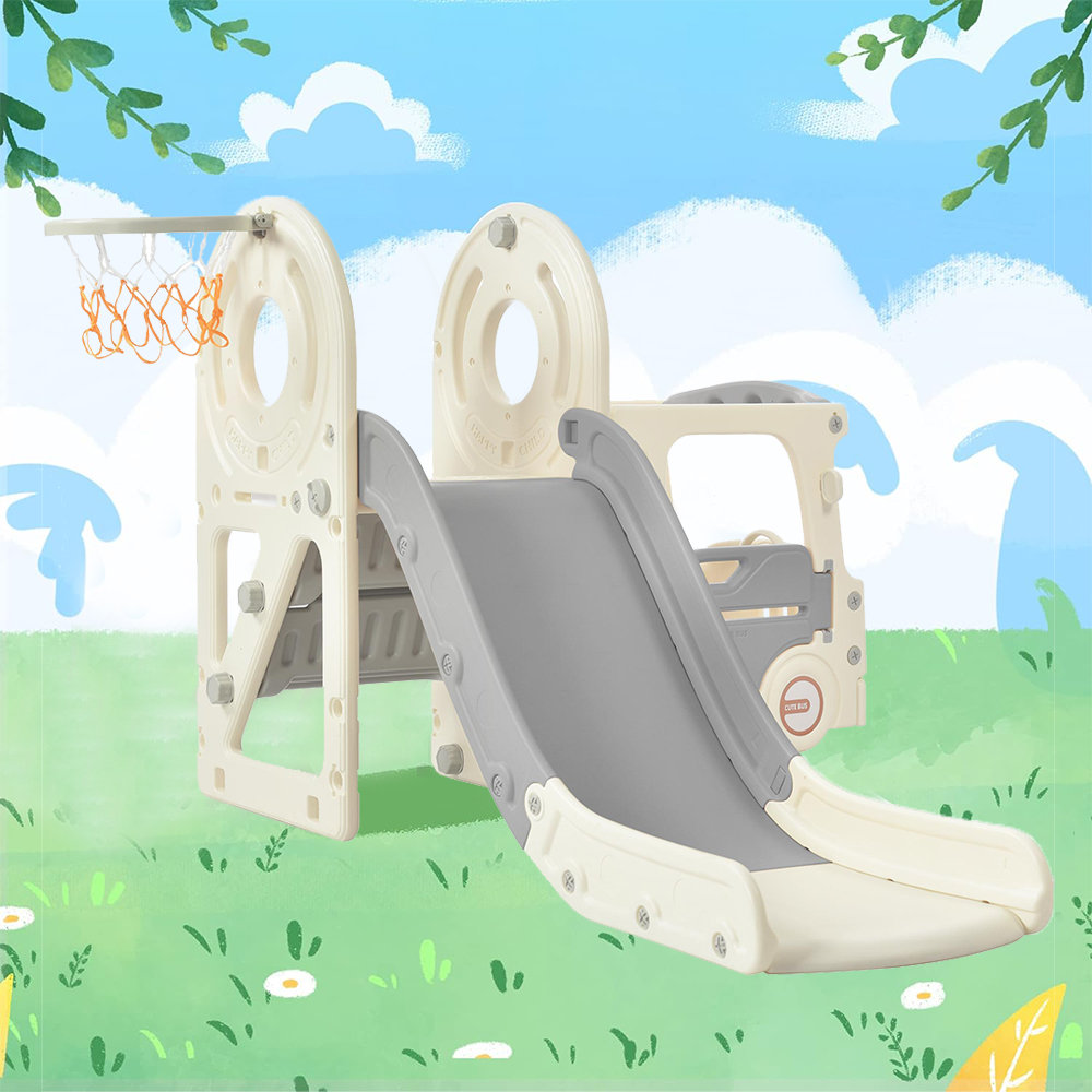 Schnappi 4 in 1 Kids Slide, Toddler Slide with Bus Play Structure ...