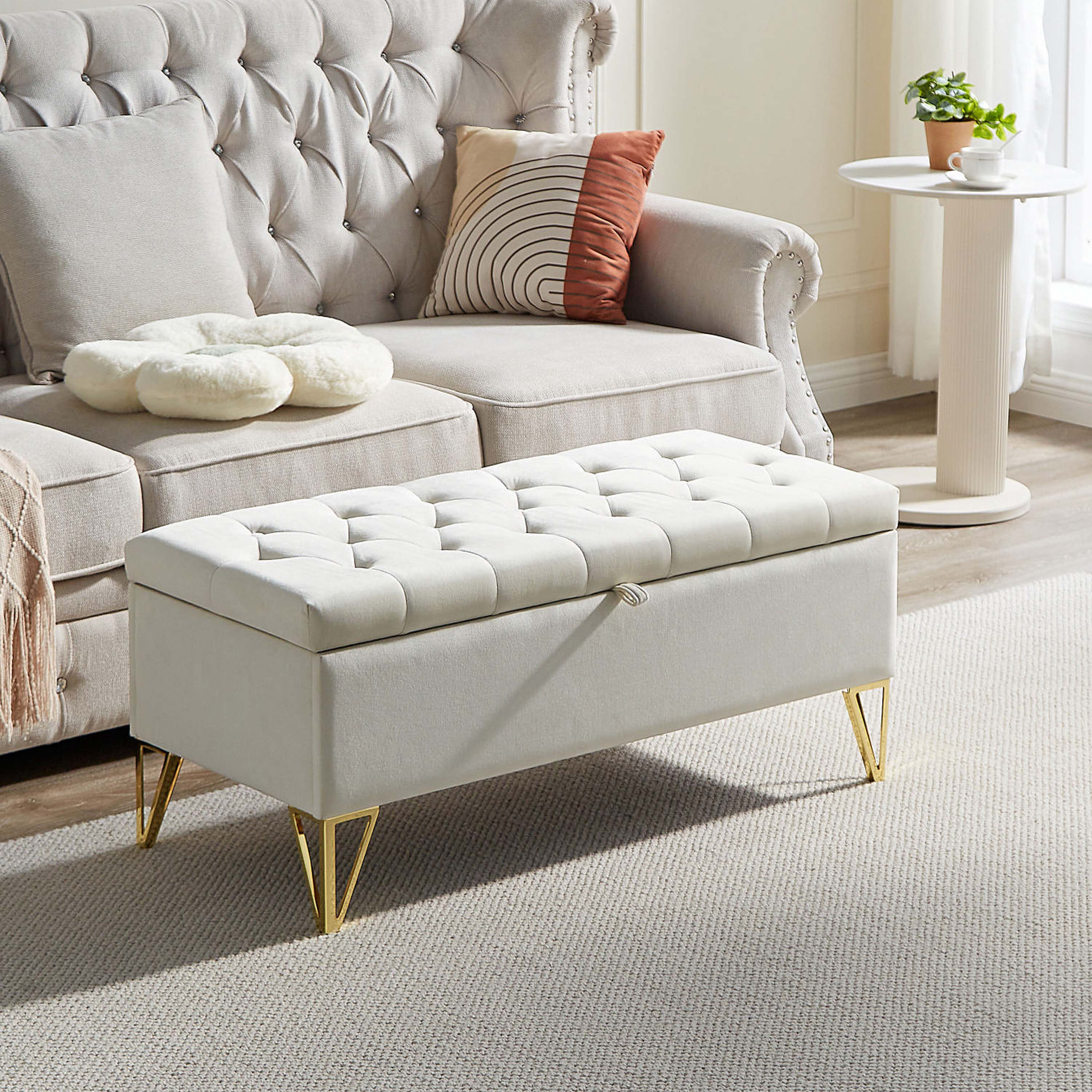Mercer41 Upholstered storage rectangular bench for Entryway Bench ...