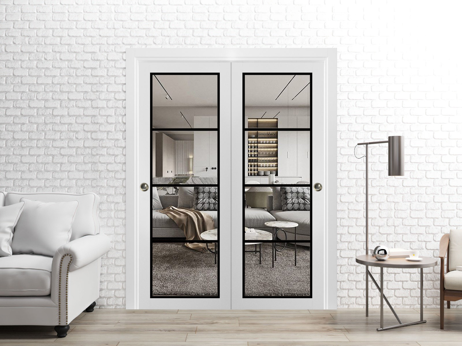 SARTODOORS Paneled Wood Finish Barn Door without Installation Hardware ...