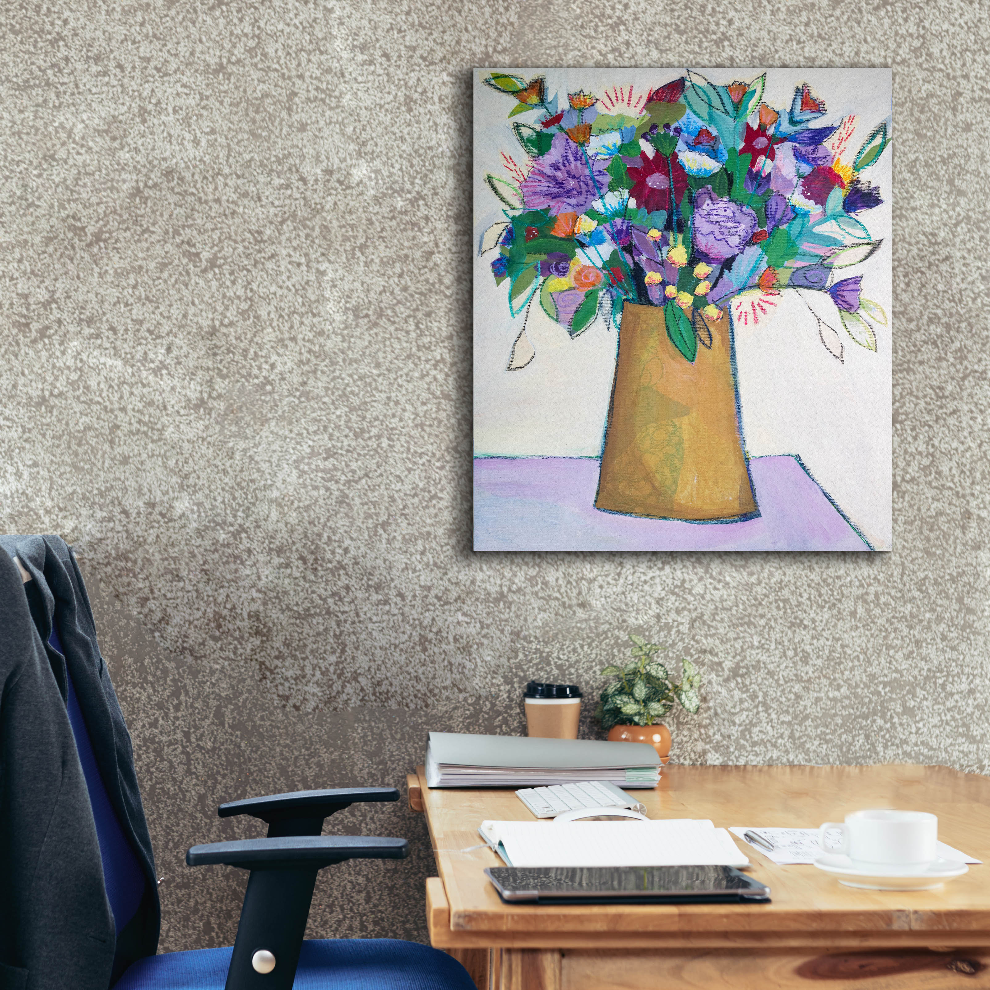Epic Graffiti 'Blooms In Goldenrod Vase' by Jeri Hauth Canvas Wall Art, 40" x 54" | Wayfair