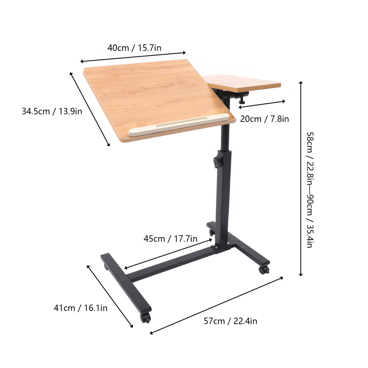 YYBUSHER Adjustable Mobile Rolling Laptop Desk & Reviews | Wayfair