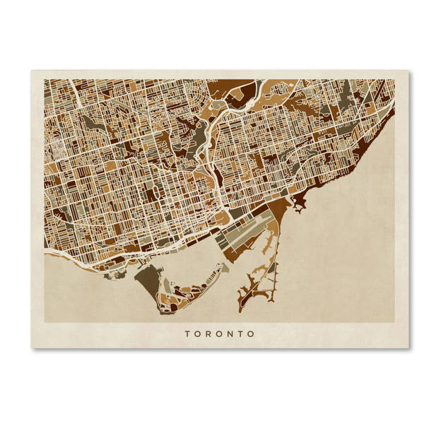 Trademark Art Toronto Street Map On Canvas by Michael Tompsett Print ...
