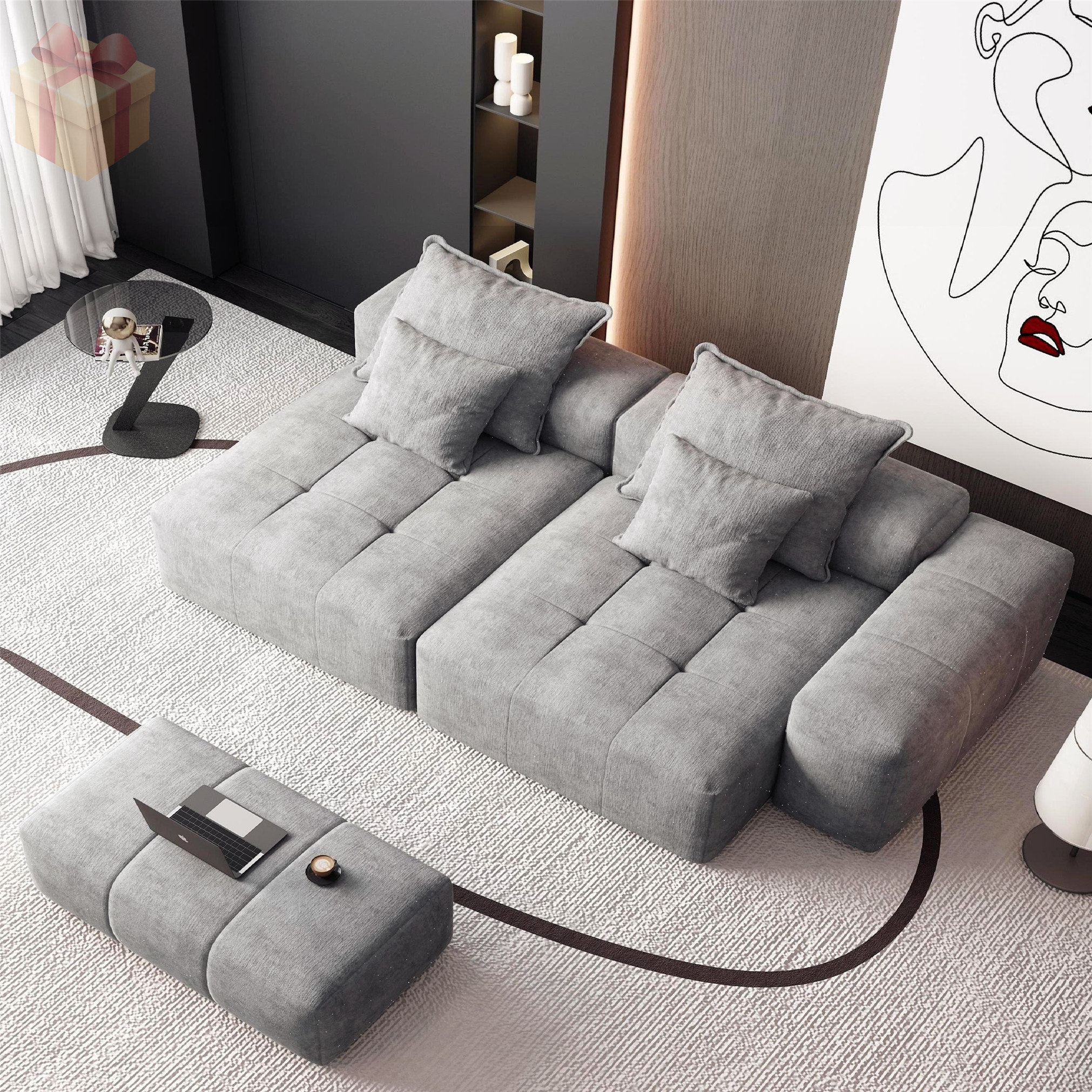 Latitude Run® Modern Oversized Upholstered Sectional Sofa Couch Set ...