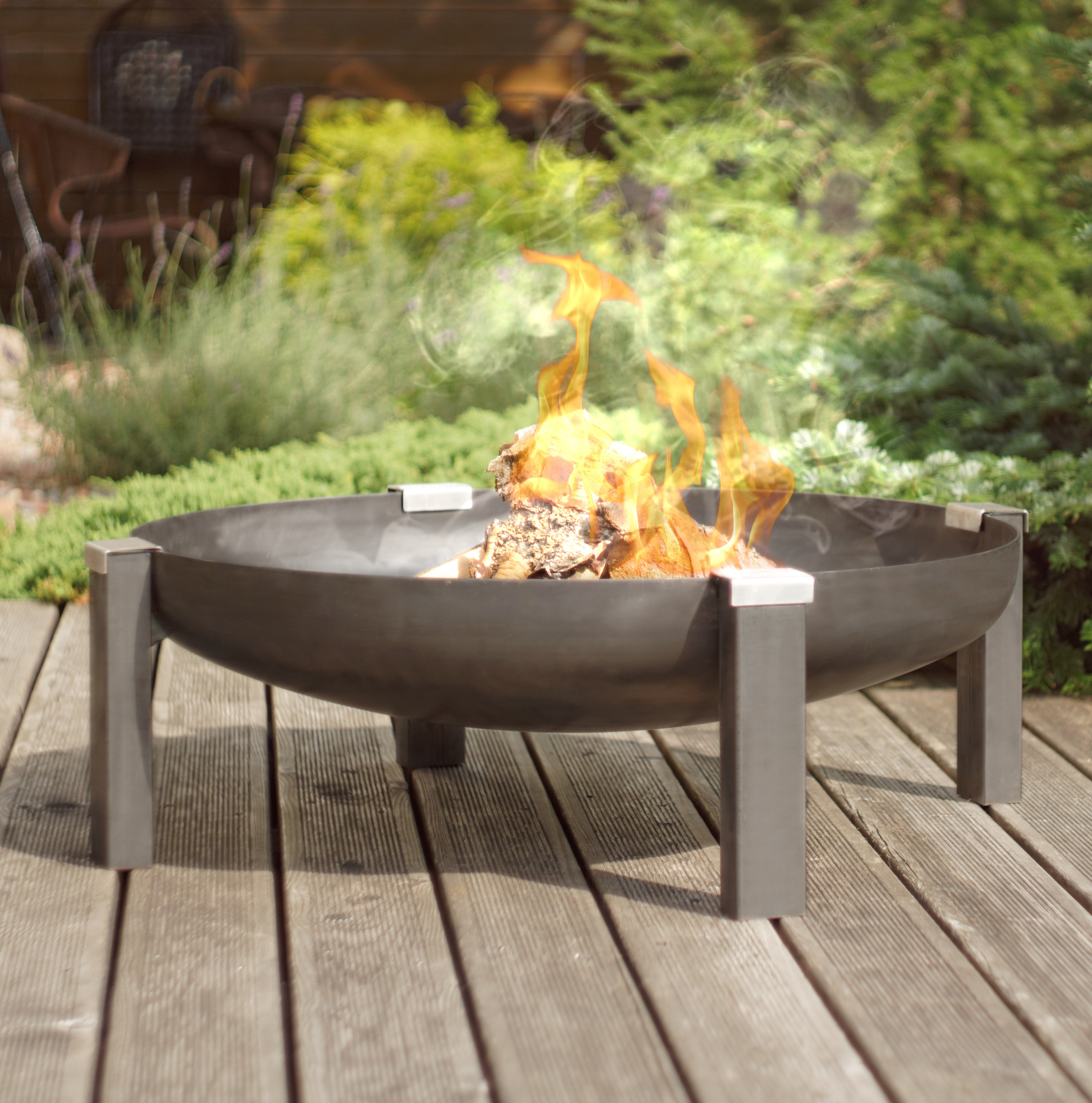 Ebern Designs Redwood Rusting Steel Wood Burning Fire Pit & Reviews ...