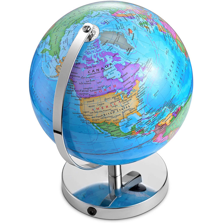 Latitude Run® Illuminated Globe of the World with Stand, Rotating World ...