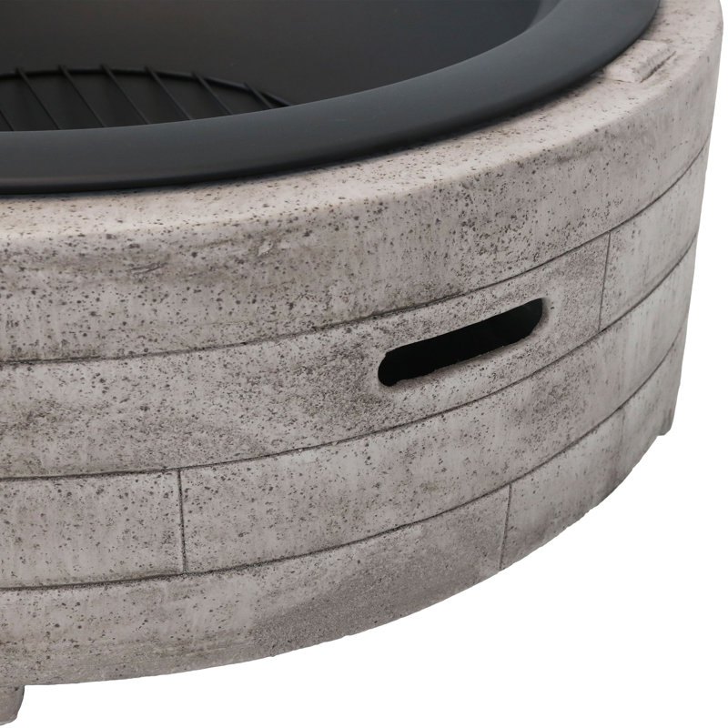 Loon Peak® Faynell Faux Stone Ring Concrete Wood Burning Fire Pit ...