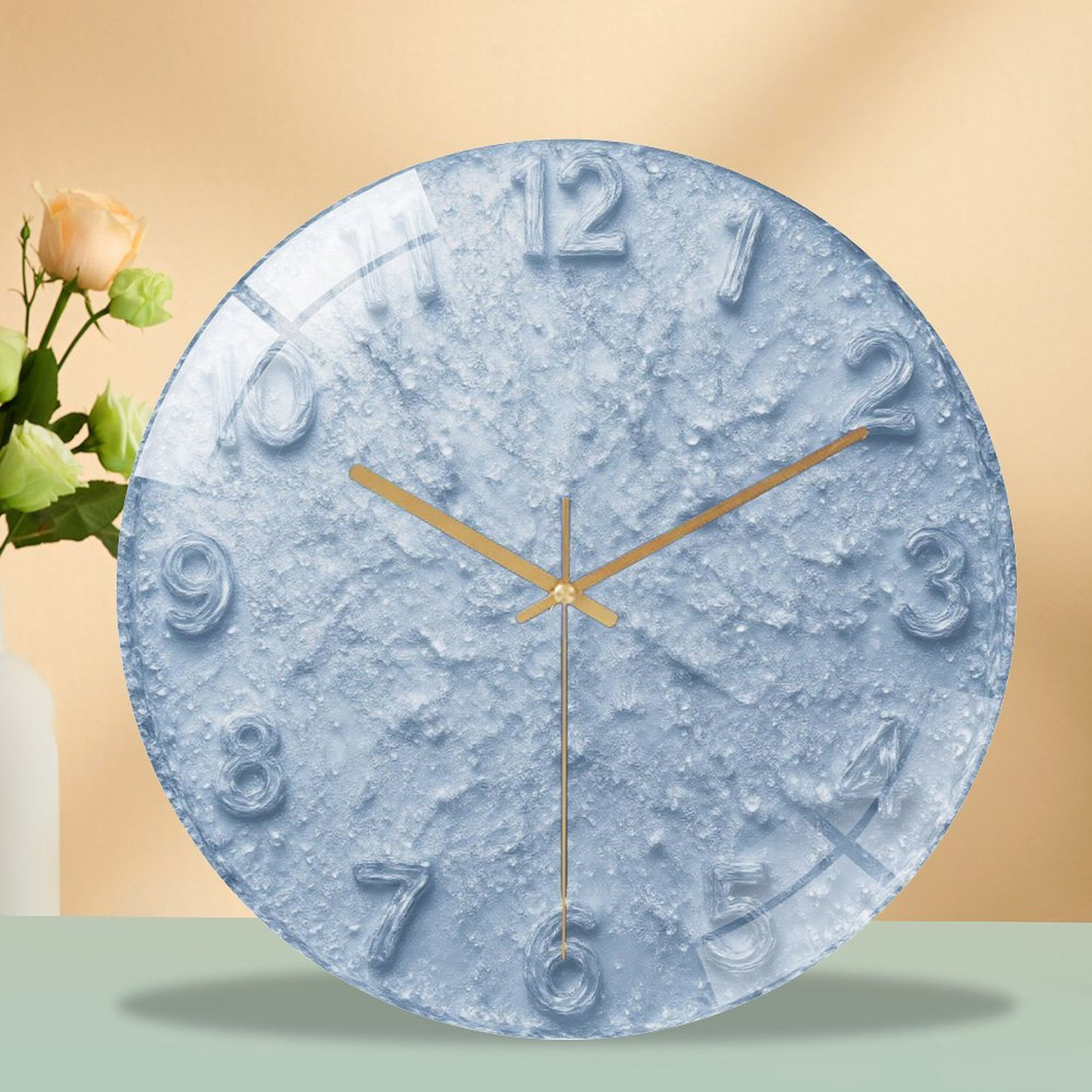 Wrought Studio™ Frozen-Clock-Face Art - 12'' Modern Glass Wall Clock ...