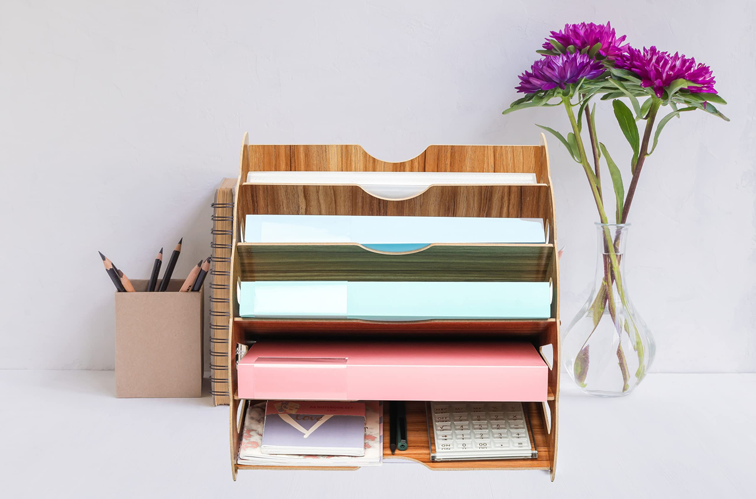 Metro Lane Wooden Filing Trays, Large Wood Office Desk Stationery ...