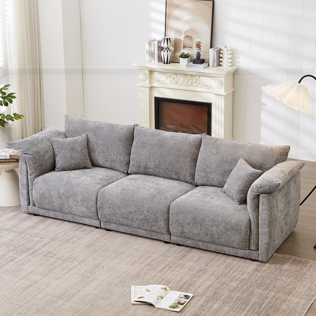 Latitude Run® 3-seater sofa with unique design and soft arm pillows ...