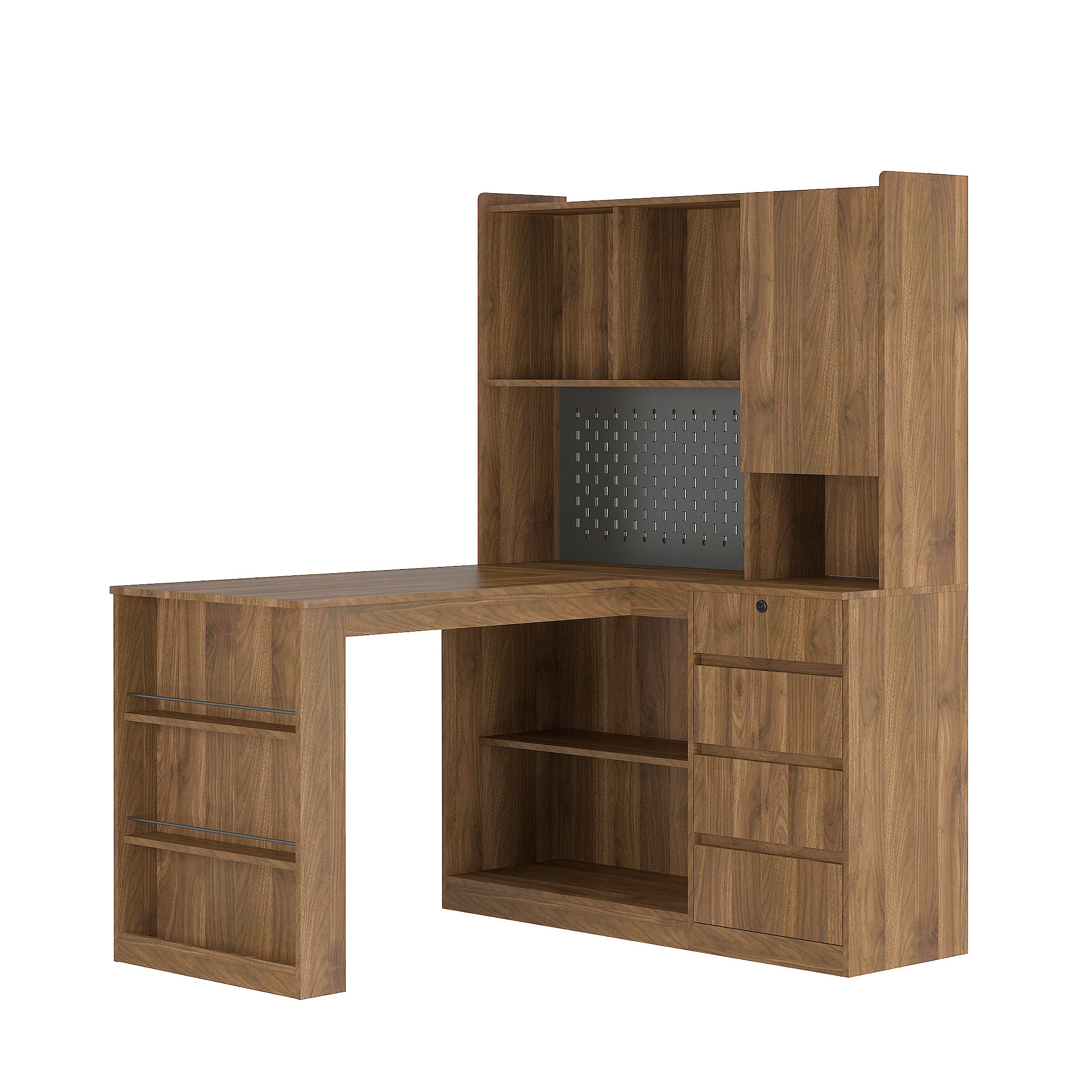 Latitude Run® L-Shaped Desk with Charger, Computer Desk with Drawers ...