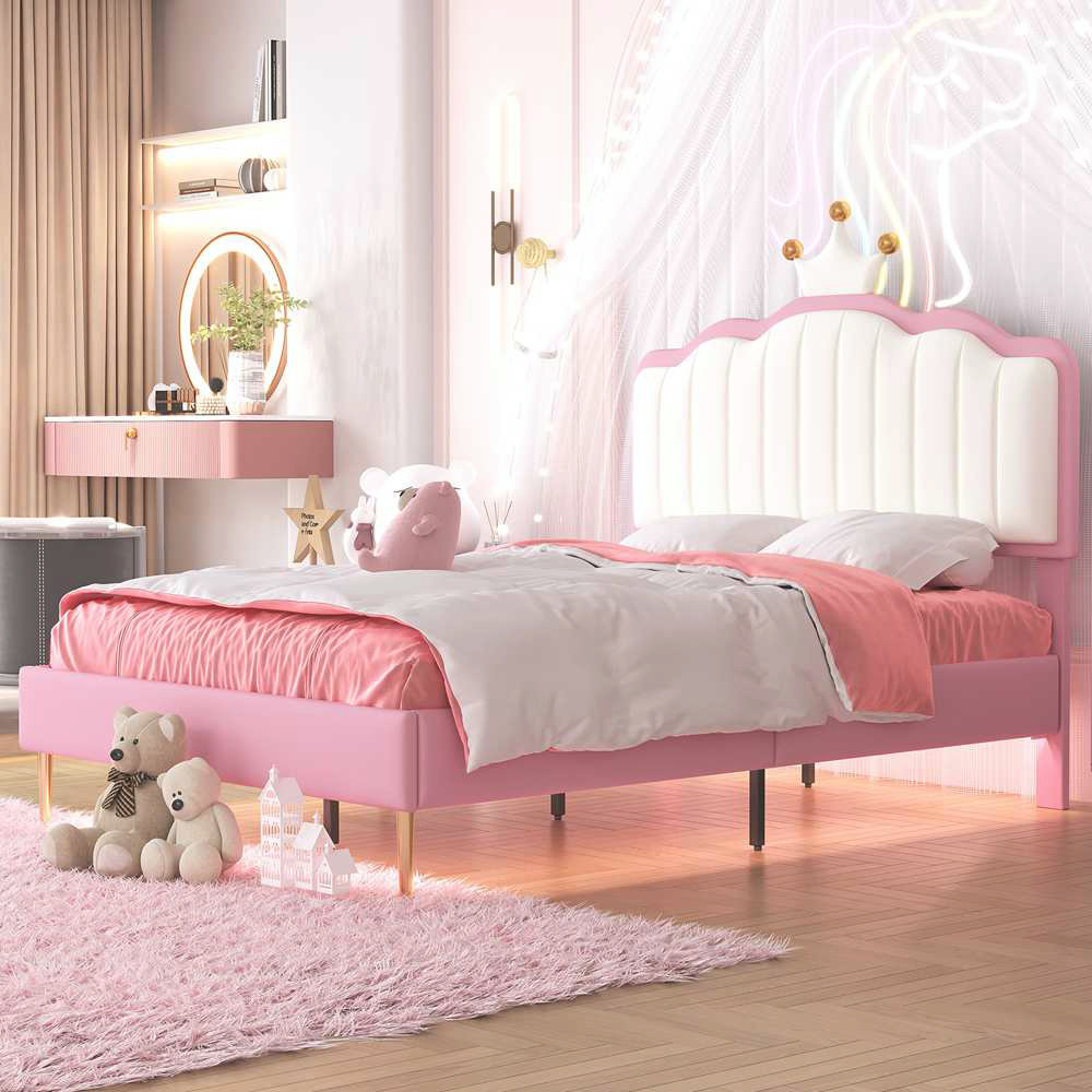 Gemma Violet Full size Upholstered Princess Bed With Crown Headboard ...