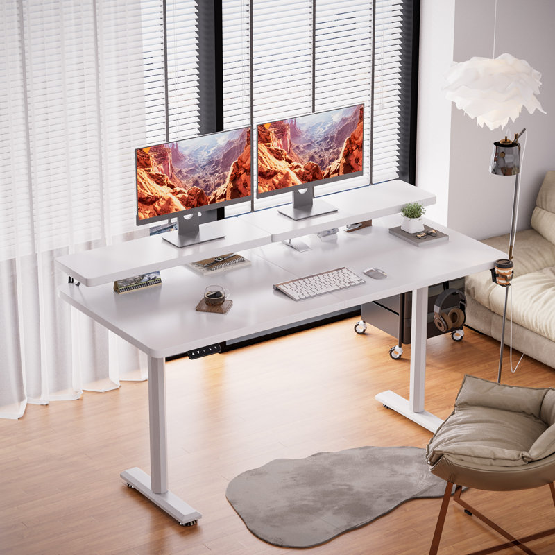 Inbox Zero Kreutzer Height Adjustable Standing Gaming Desk & Reviews ...