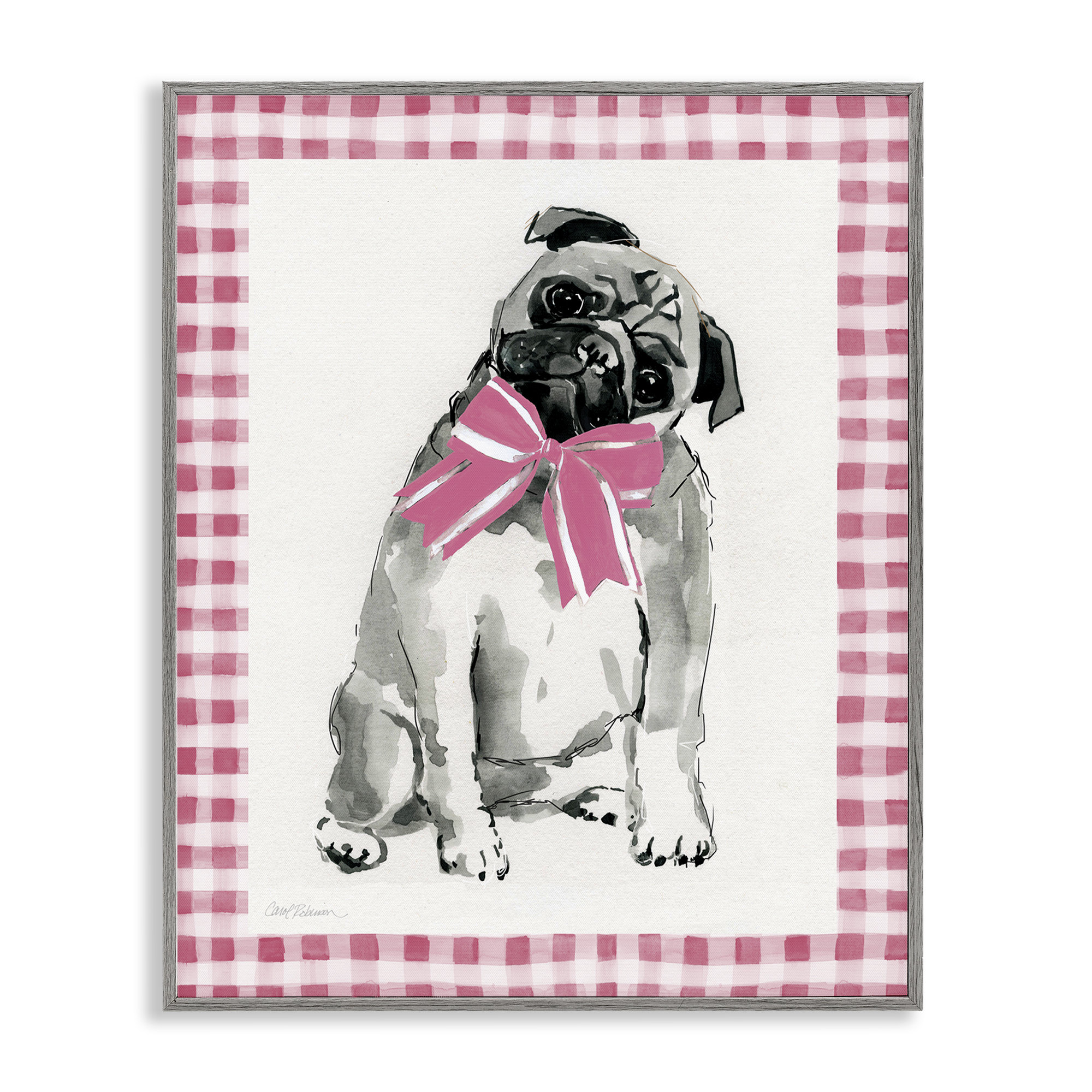 Ophelia & Co. Pug with Plaid Border Framed Giclee Art by Carol Robinson ...