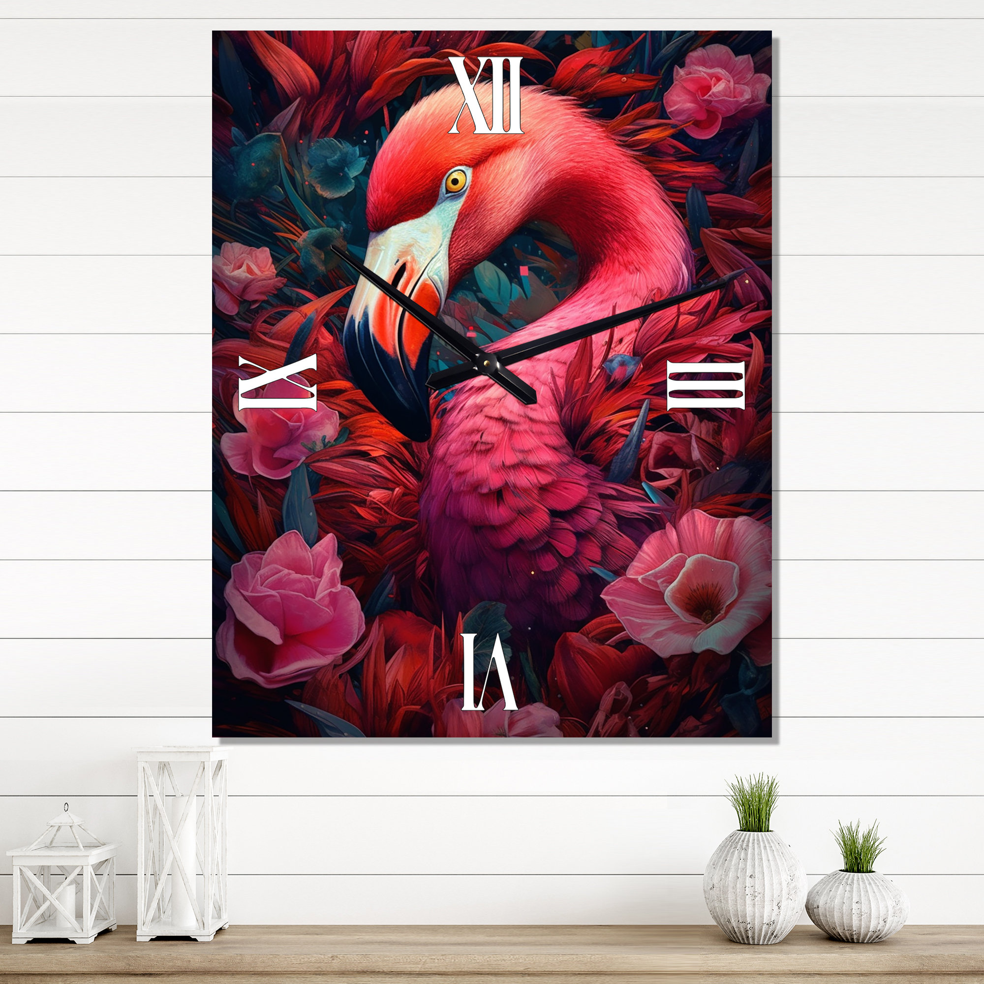 Latitude Run® Tropical Flamingo Grace IV - Animals Modern Wall Clock ...