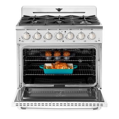 Unique Classic Retro 36" 6-Burner 5.2 cu. ft. Freestanding Gas Range ...