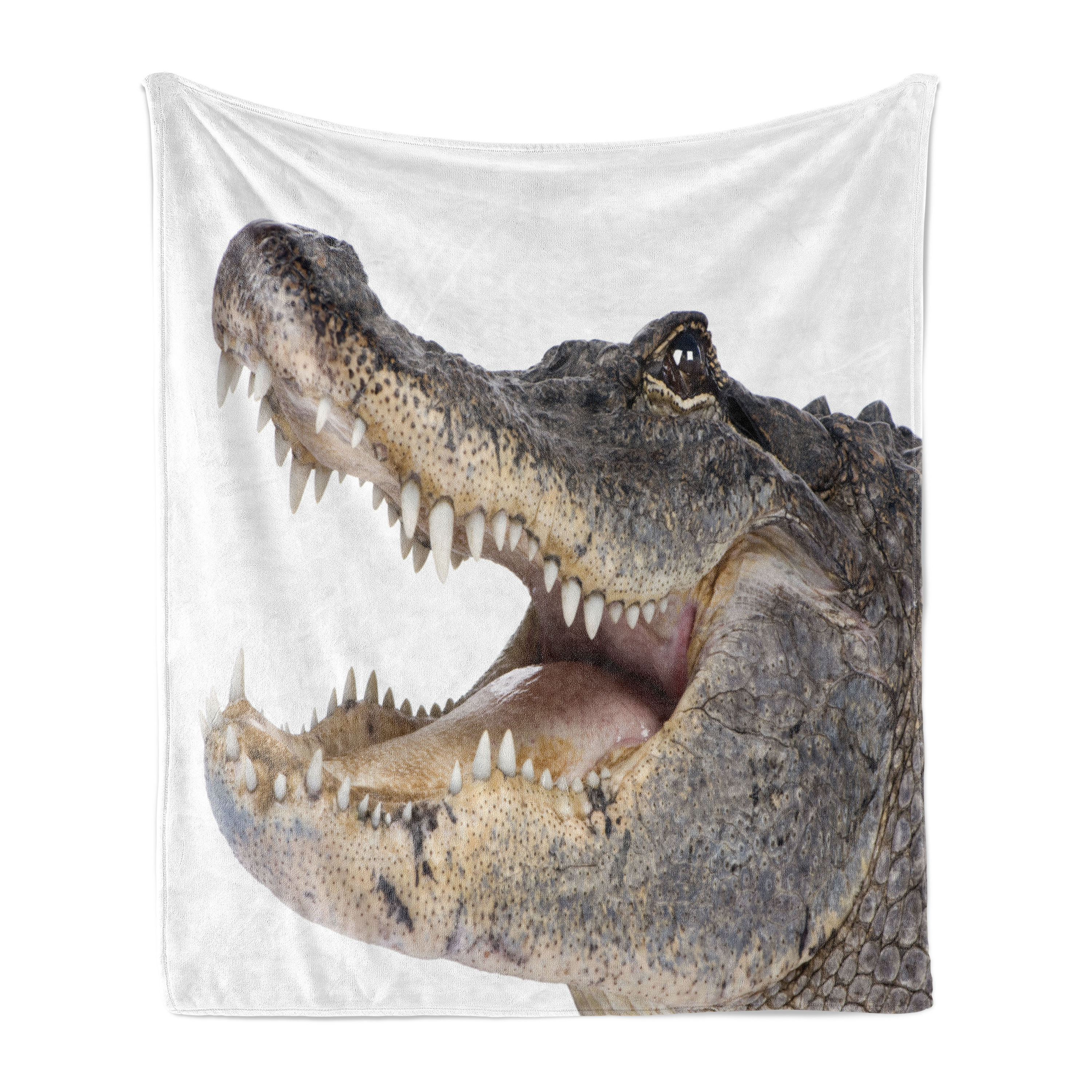 Ambesonne Crocodile Fleece Throw Blanket Wild American Alligator Grey ...