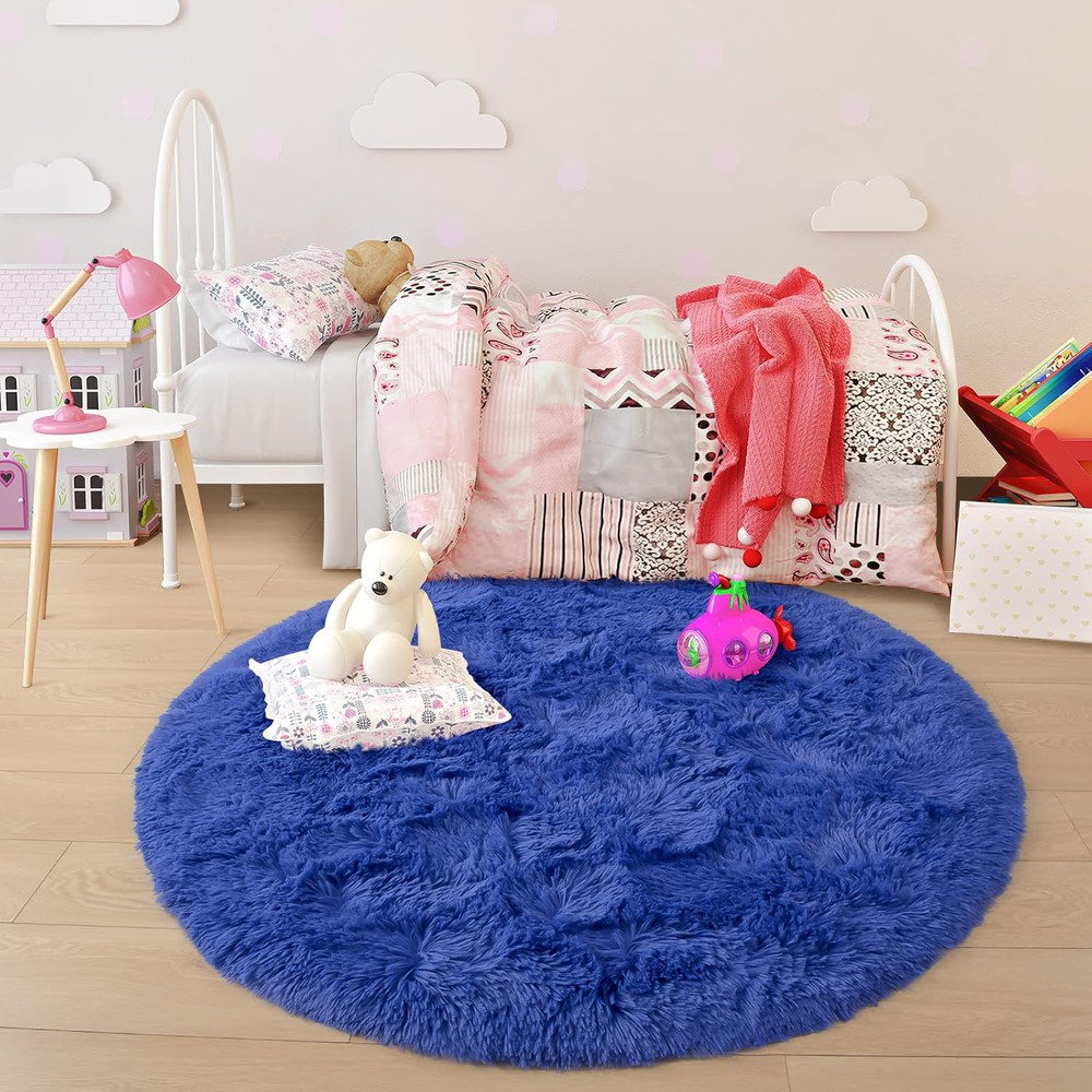 Cozy Oasis Rug 4X4 Feet, Light Navy, Fluffy Soft Area Rugs For Kids ...