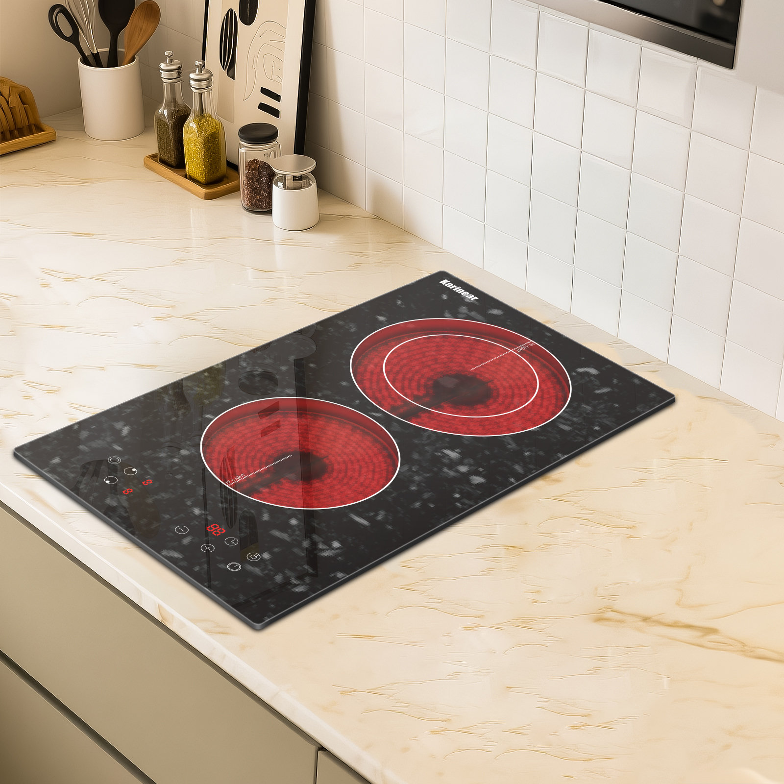 Karinear 2 Burner Electric Cooktop 12 Inch 2000W Unique Patterns With ...