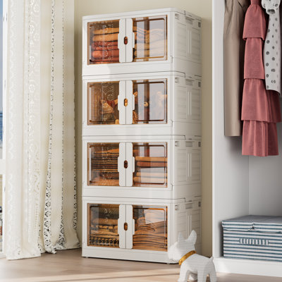 Rebrilliant Aarn 4 Tier Folding Stackable Storage Box, Stackable ...