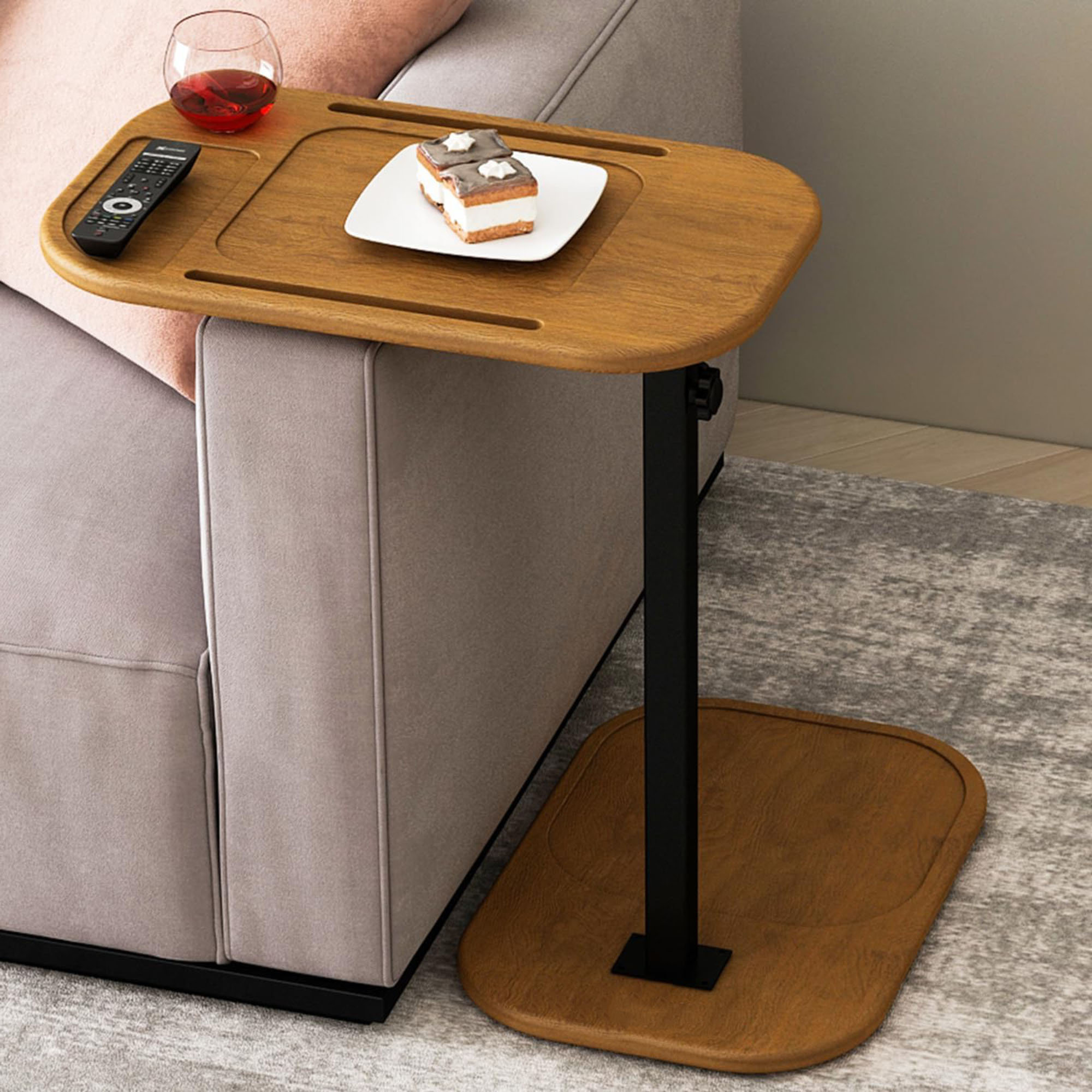 17 Stories C Shaped End Table For Couch Arm, With Adjustable Height ...