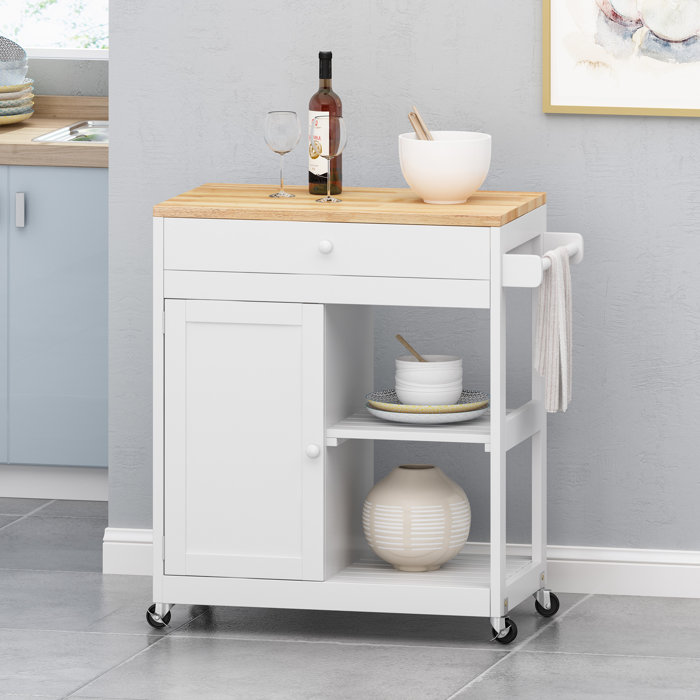 Winston Porter Burnell Solid Wood Kitchen Cart & Reviews | Wayfair