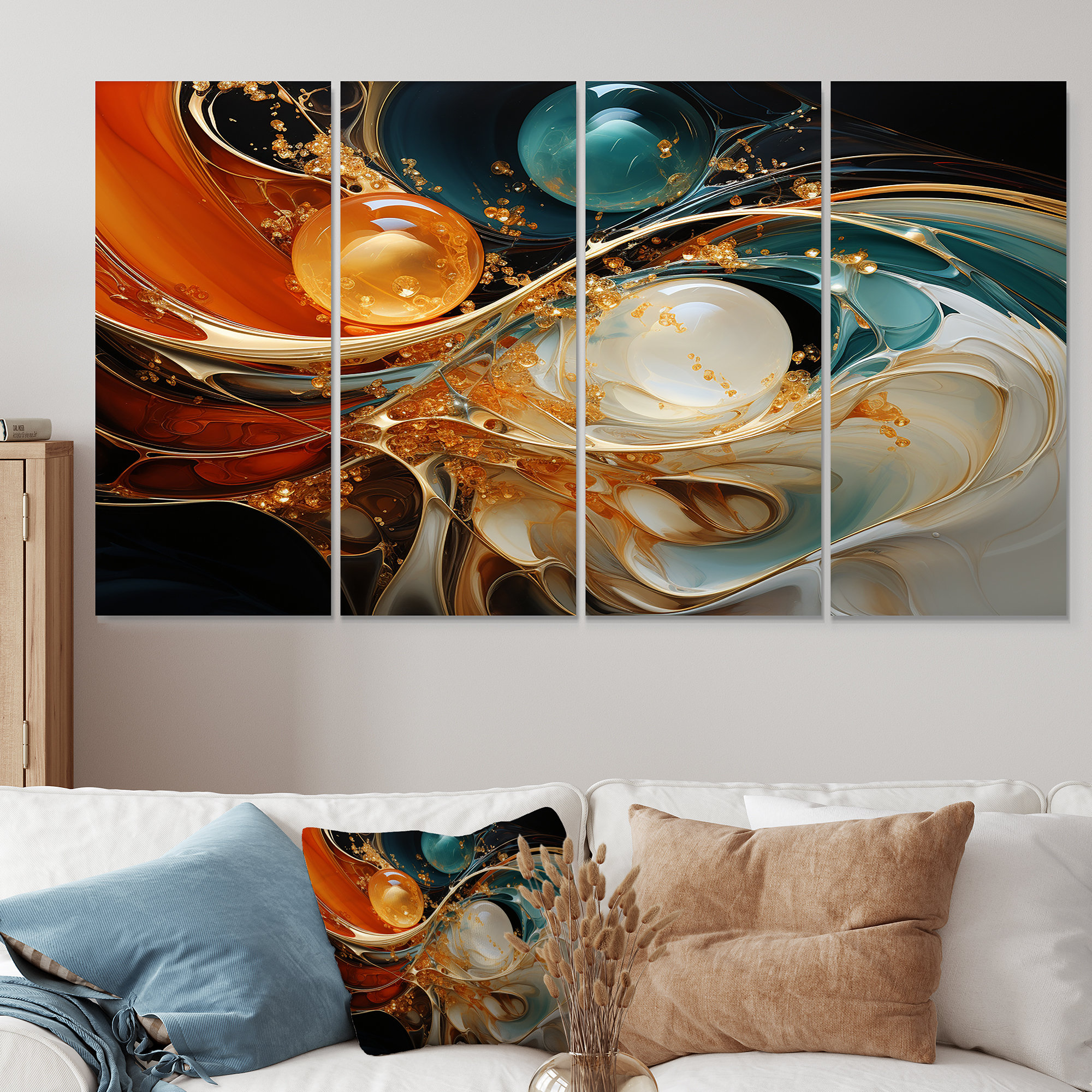 Wrought Studio™ Orange And Emerald Marble Lava III - Abstract Painting ...