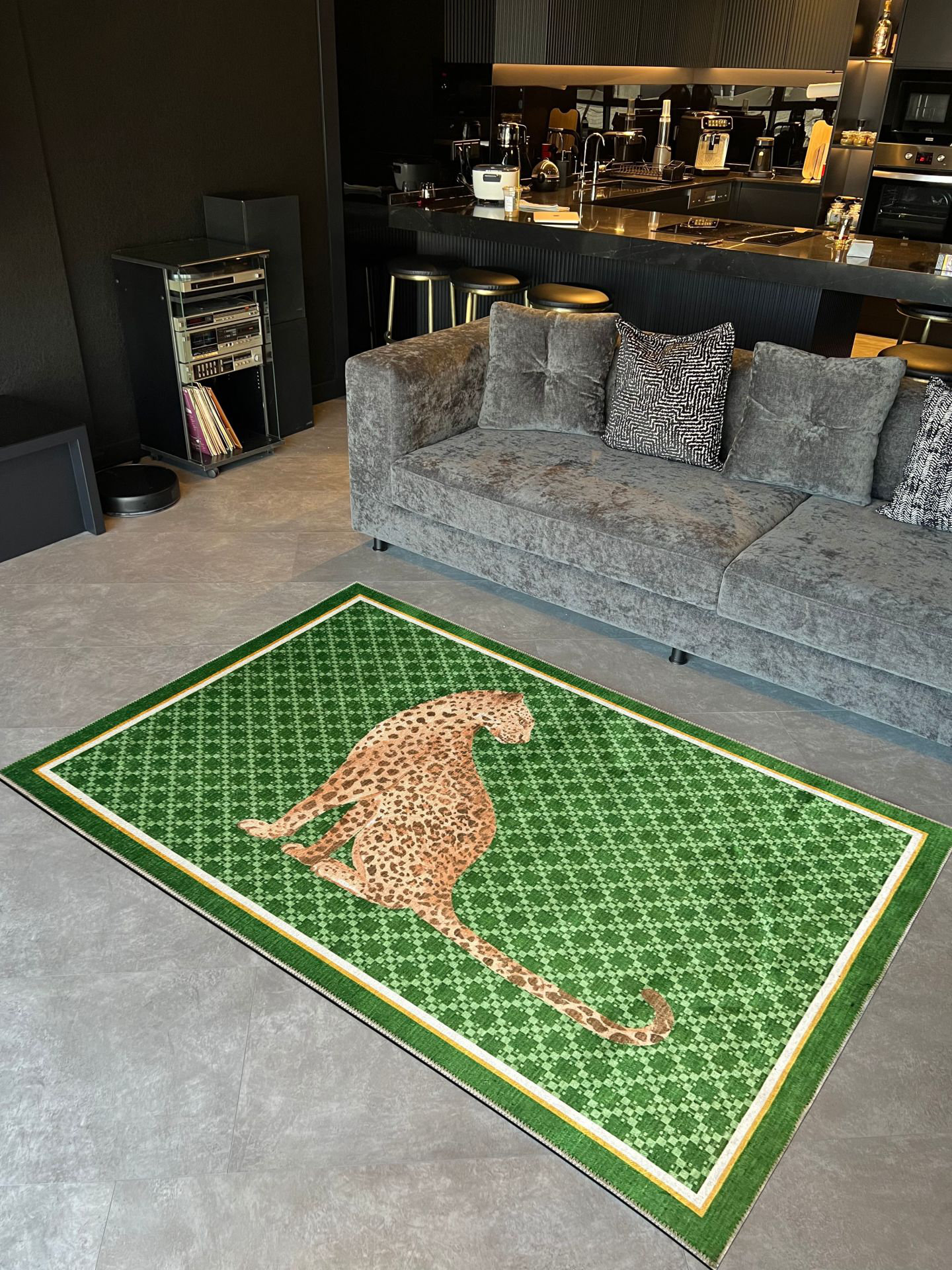 METG HOME Green Leopard-Themed Woven Base Rug | Wayfair