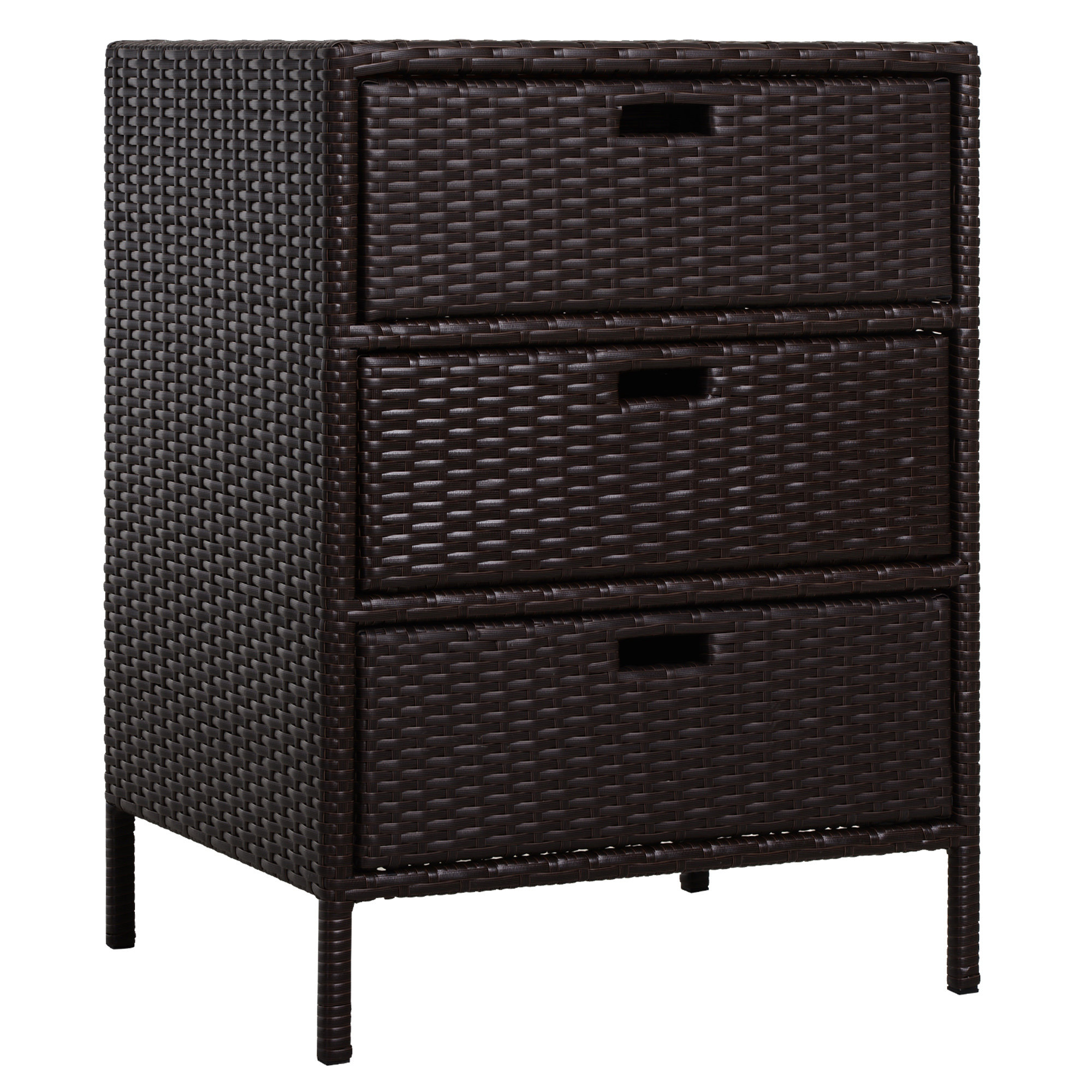 Rosecliff Heights Patio PE Rattan Storage Cabinet, Wicker Pool Cabinet ...