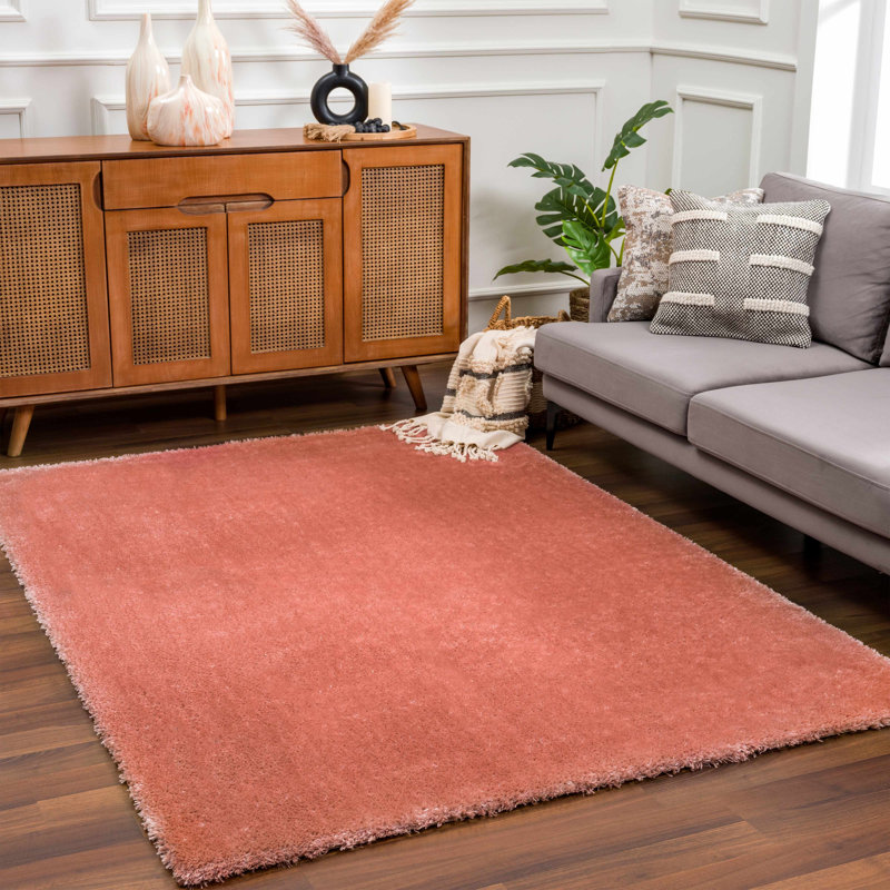 Mercer41 Gehlbach Performance Pink Plush Pile Area Rug | Wayfair