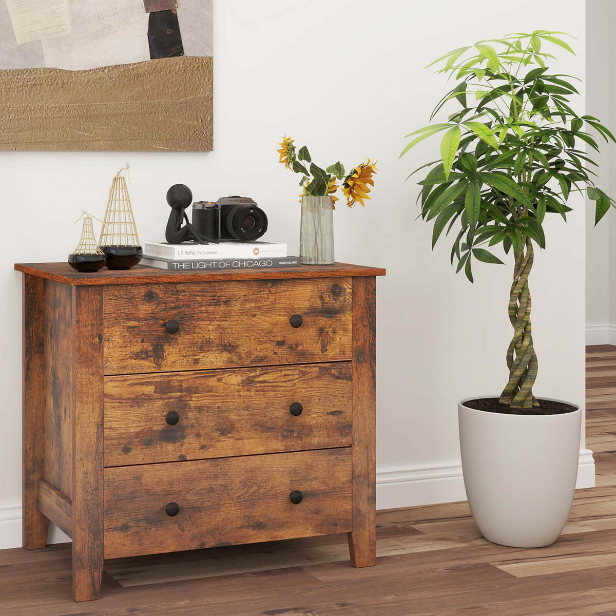 Lark Manor™ 2 Pcs 3-drawer Dresser With Convenient Handles Smooth Slide ...