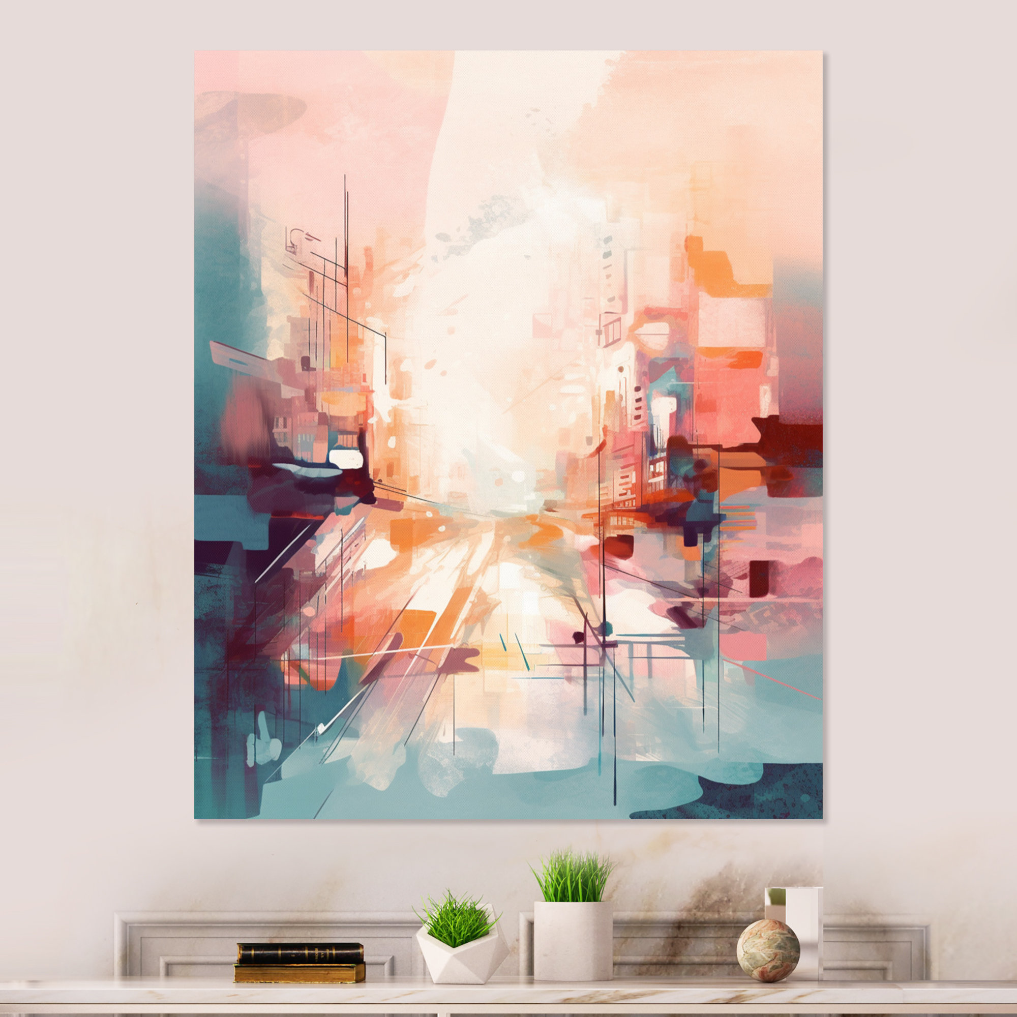 Ivy Bronx Pink and Green Cubism in Motion - Unframed Graphic Art on ...