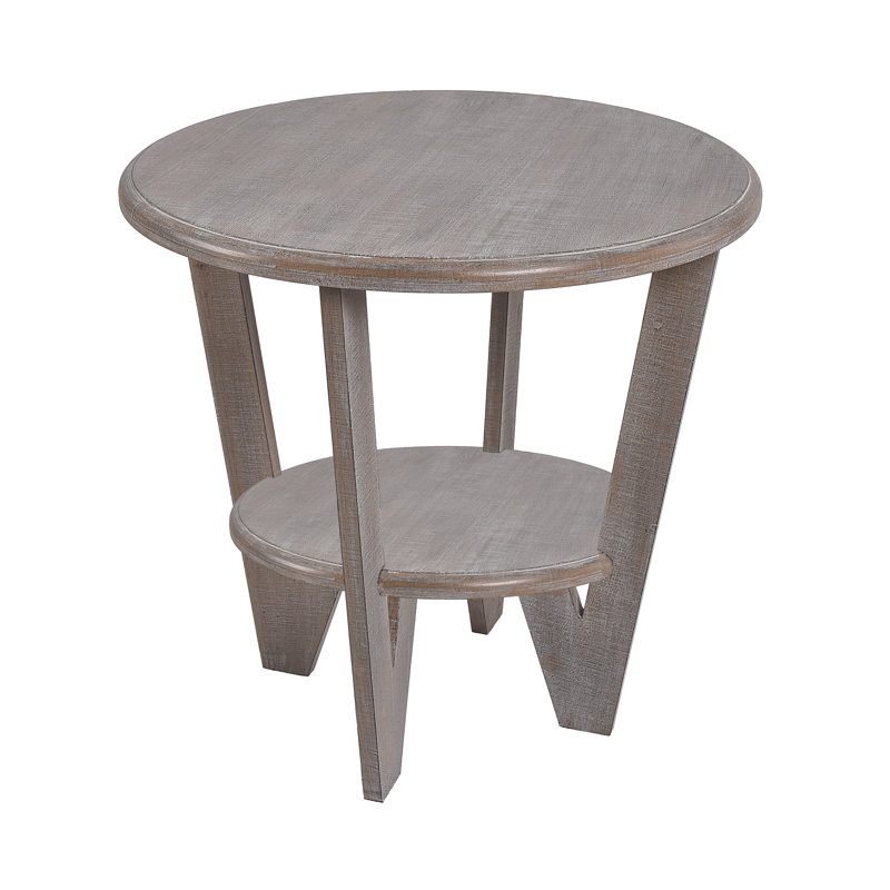 Gracie Oaks Cabrero Farmhouse Rustic Round End Table with Shelf | Wayfair