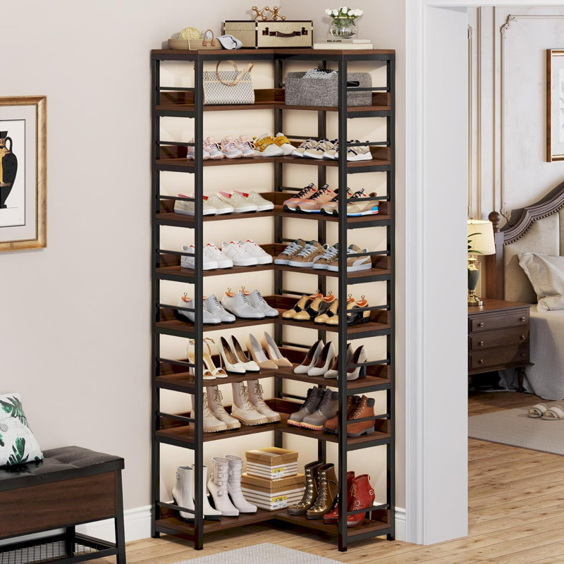 17 Stories 40 Pair 9-Tier Corner Shoe Rack & Reviews | Wayfair