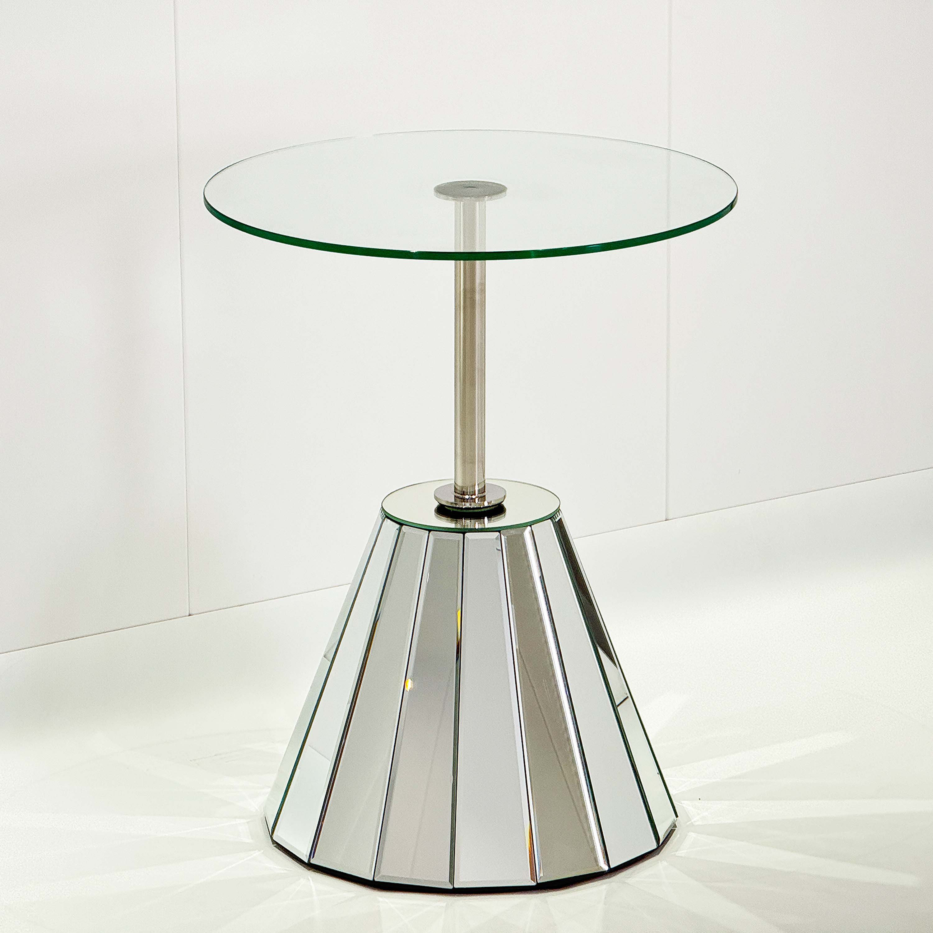 Everly Quinn Mirrored Coffee Table Side Table Tempered Glass Desktop ...