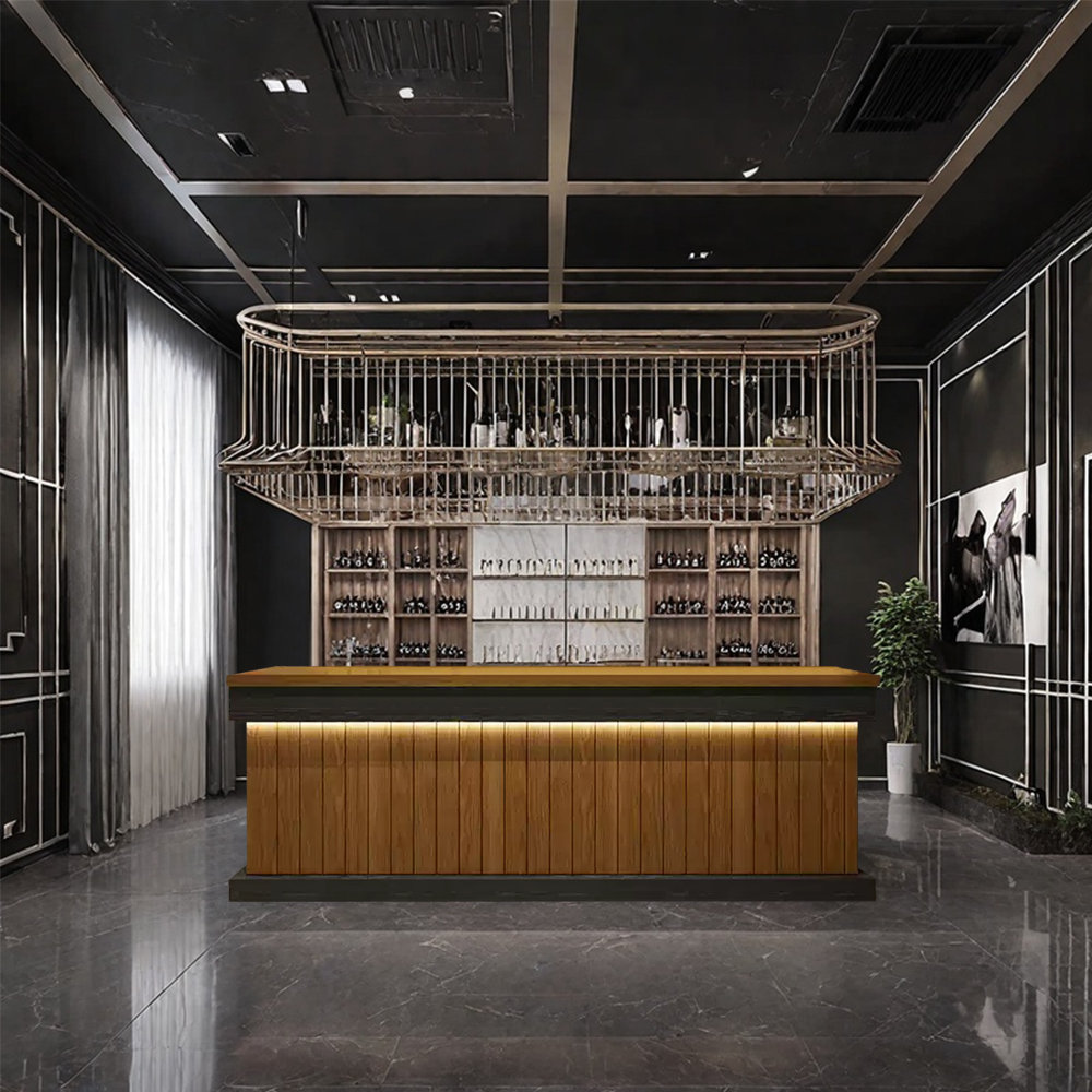 Wrought Studio™ Vintage Olallo with Wine Storage Cubbies, Hanging Glass ...