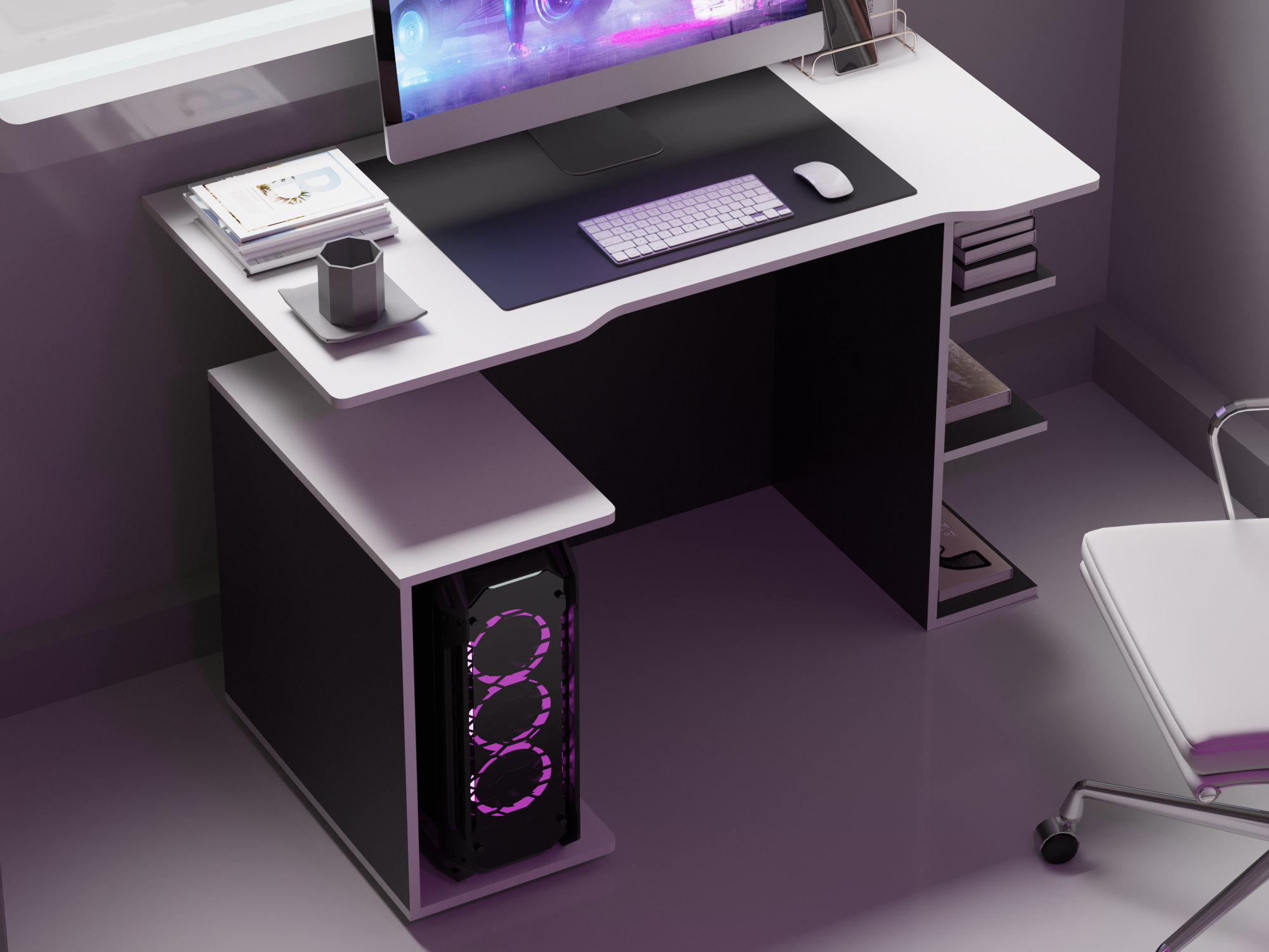 Latitude Run® Jahya L-Shape Desk with Built in Outlets | Wayfair