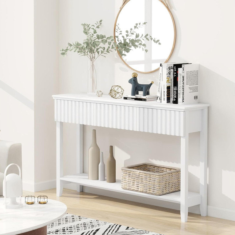 Latitude Run® Console Table Narrow Long Sofa Table,Fluted Entryway ...