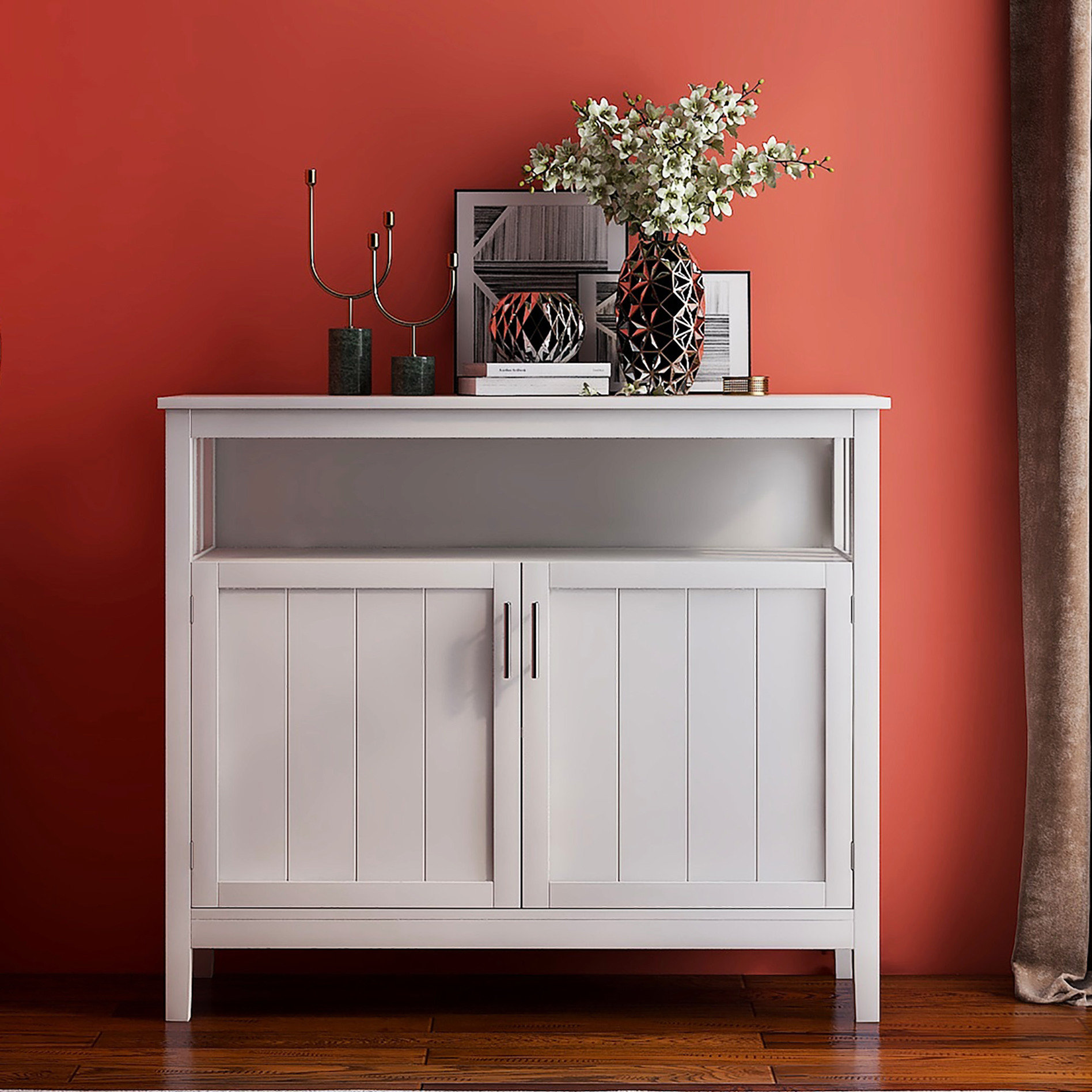Ebern Designs Kitchen Sideboard Storage Buffet Server Cabinet - Brown ...
