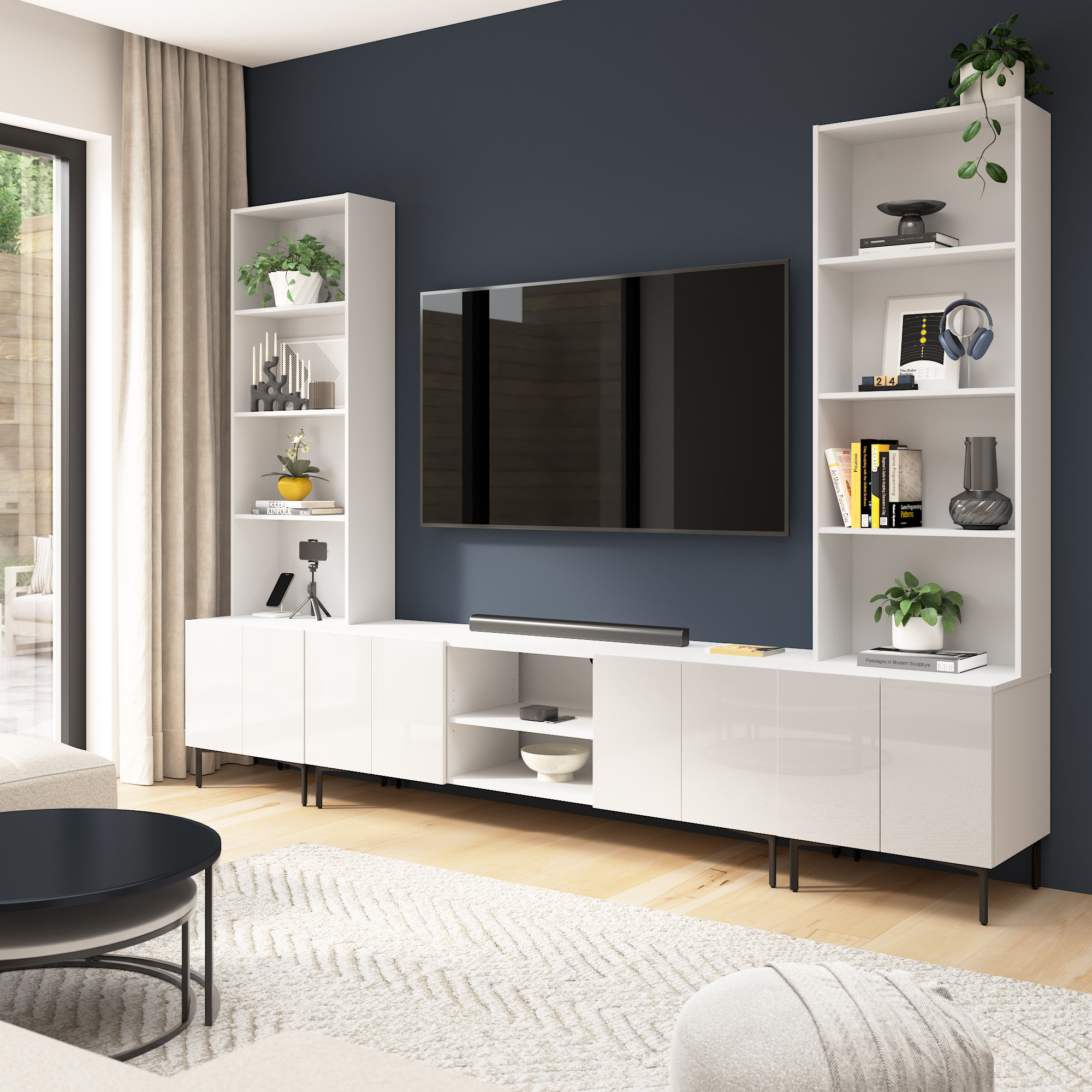 Bestar 118W Modular Entertainment Center With TV Stand And Storage ...