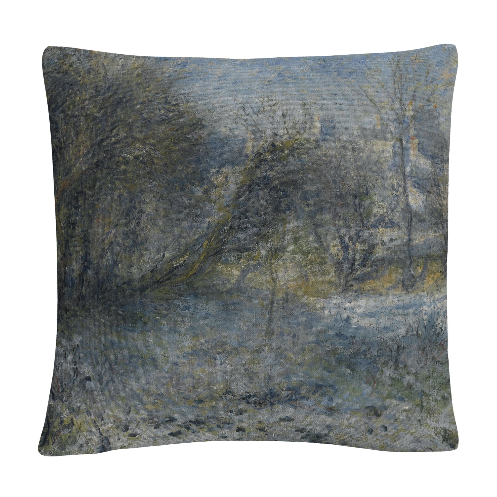 Trademark Fine Art Pierre-Auguste Renoir Snowy Landscape Throw Pillow ...
