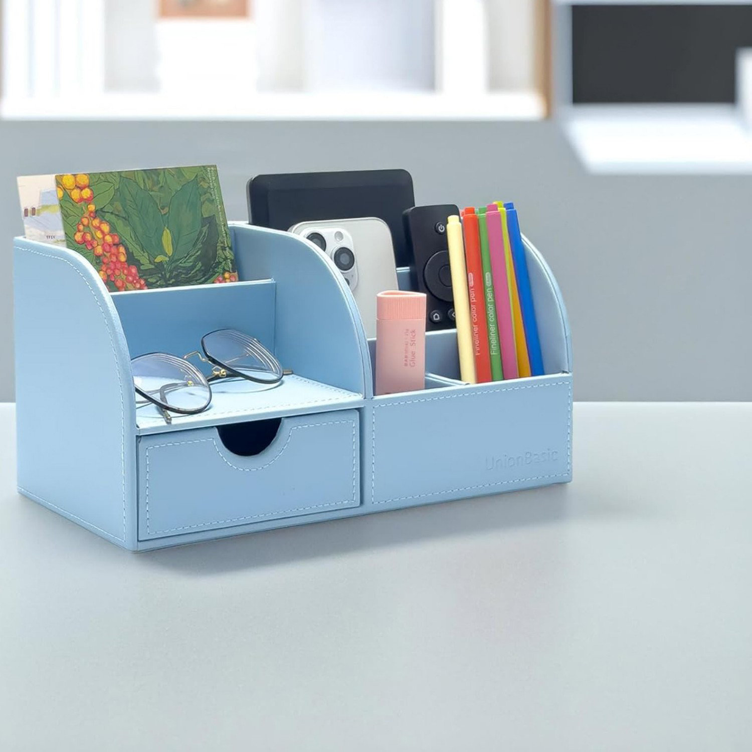 Inbox Zero Multifunctional Leather Desktop Pen Holder Storage Box | Wayfair