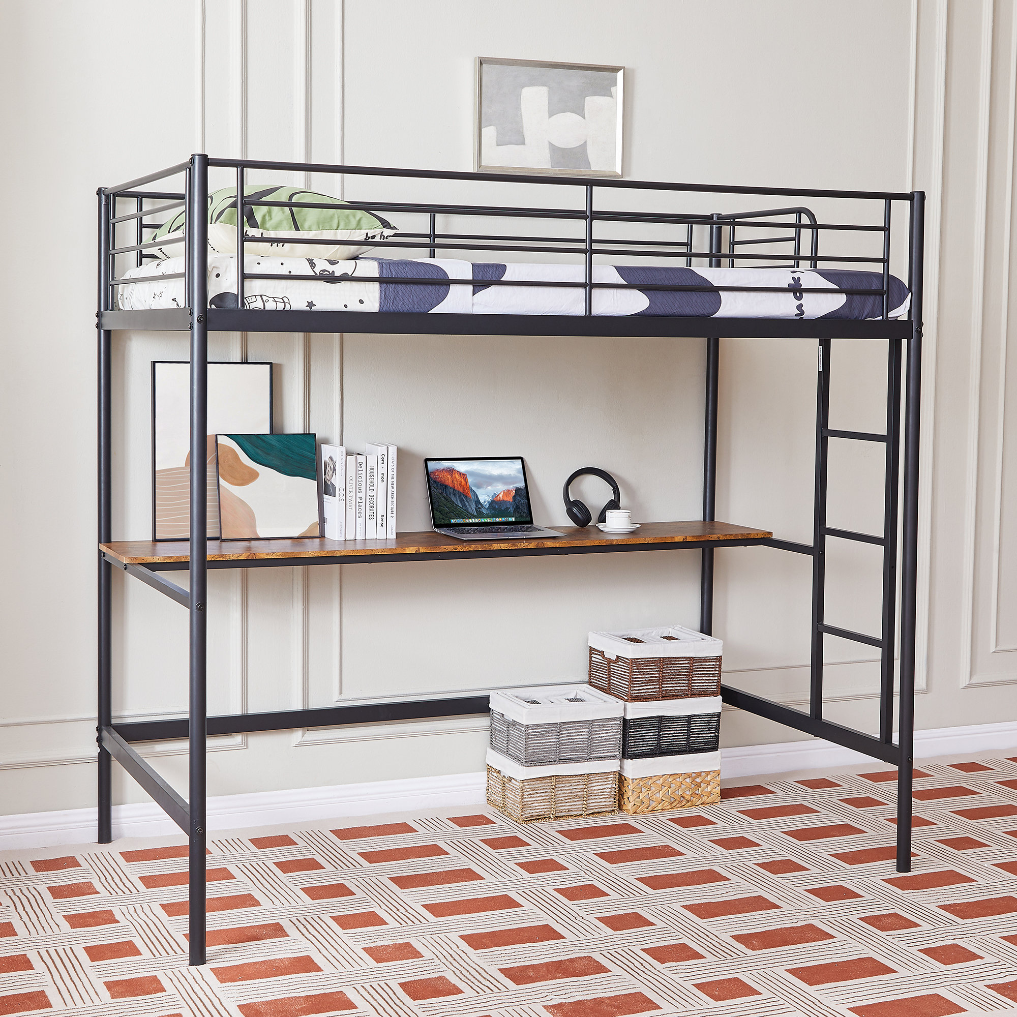 Mason & Marbles Apollo Twin Size Black Loft Bed Frame - Wayfair Canada