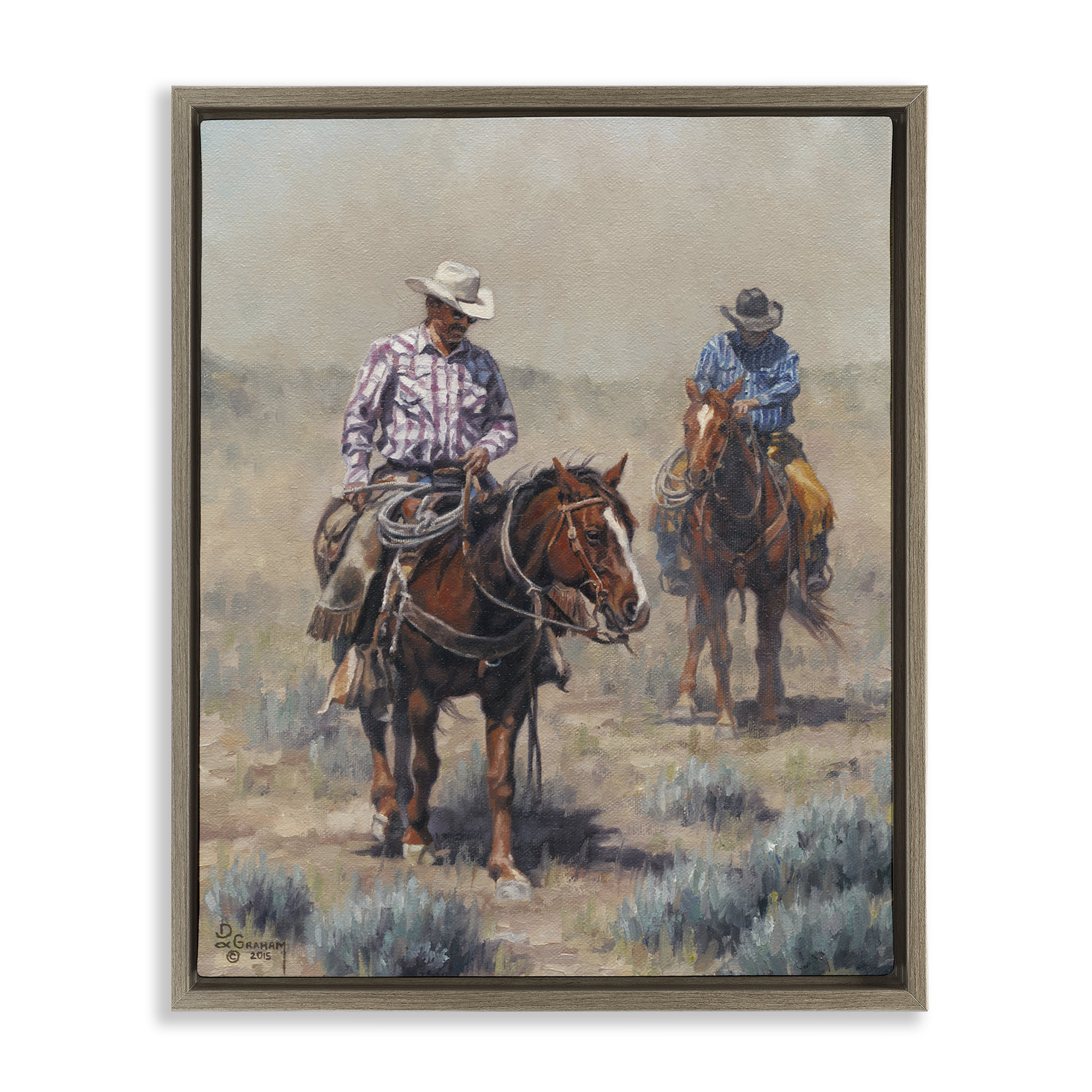 Union Rustic Dust Bowl Cowboys Framed Floater Canvas Wall Art by David ...