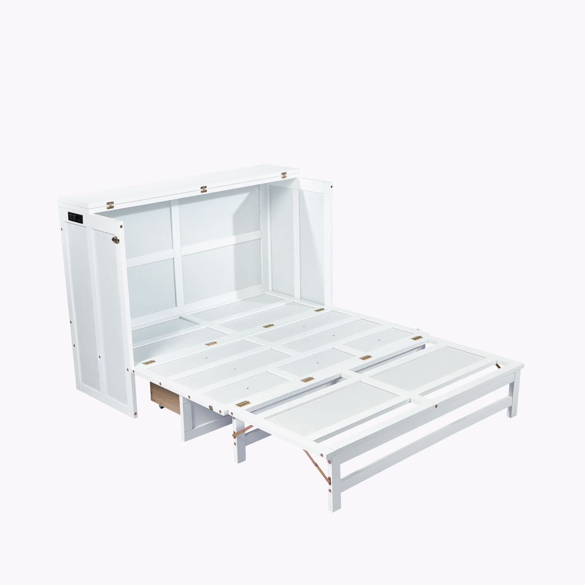 Red Barrel Studio® Murphy Bed Cabinet with Storage Drawer and Charging ...