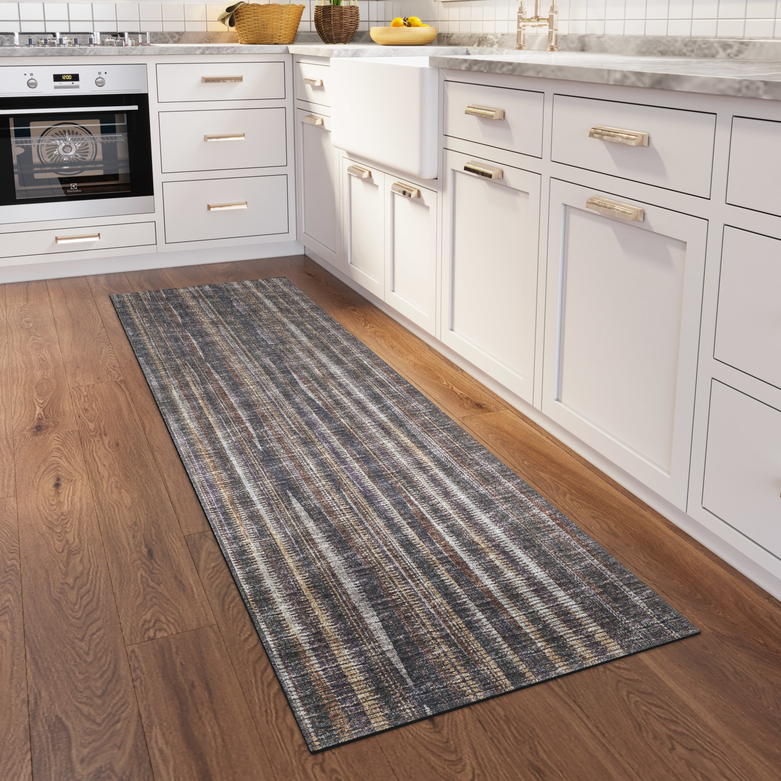 Breakwater Bay Runner Haruko Striped Flatweave Area Rug in Brown ...