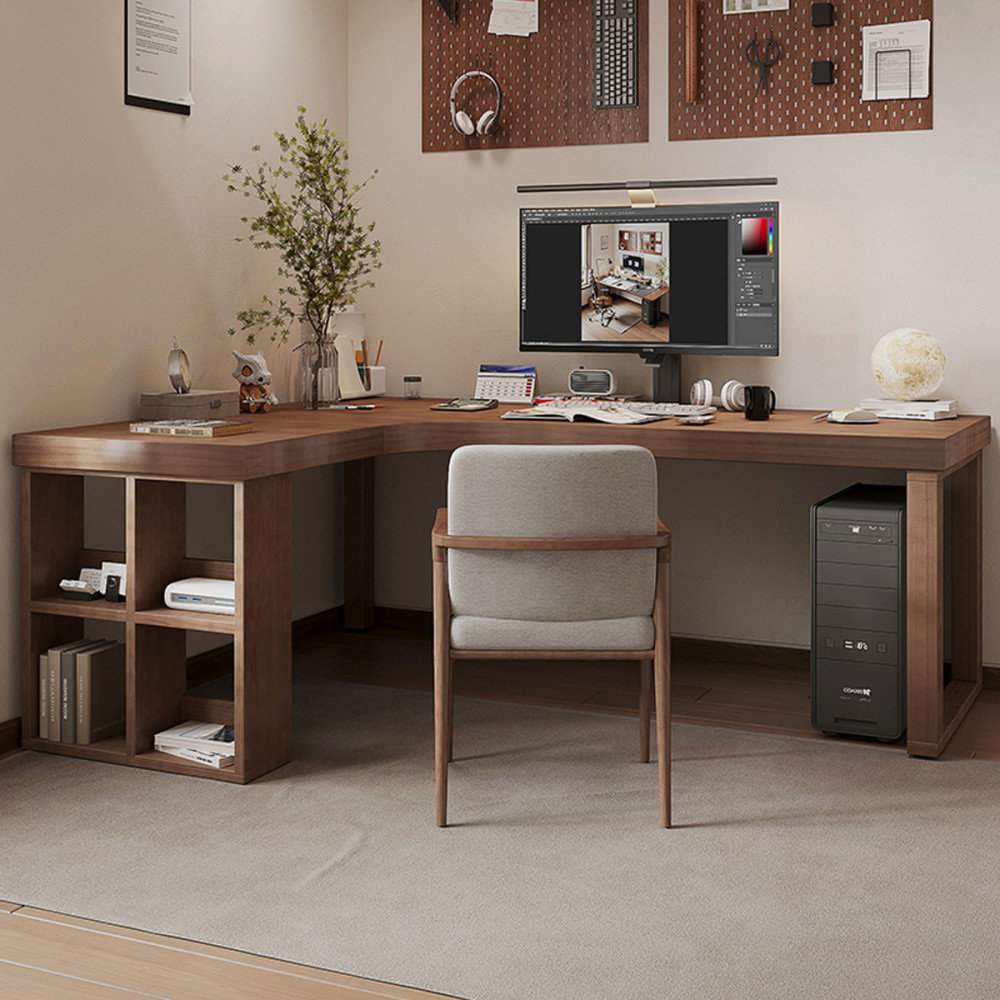 Furnire Lewi Tan Rectangular Solid Wood desks | Wayfair