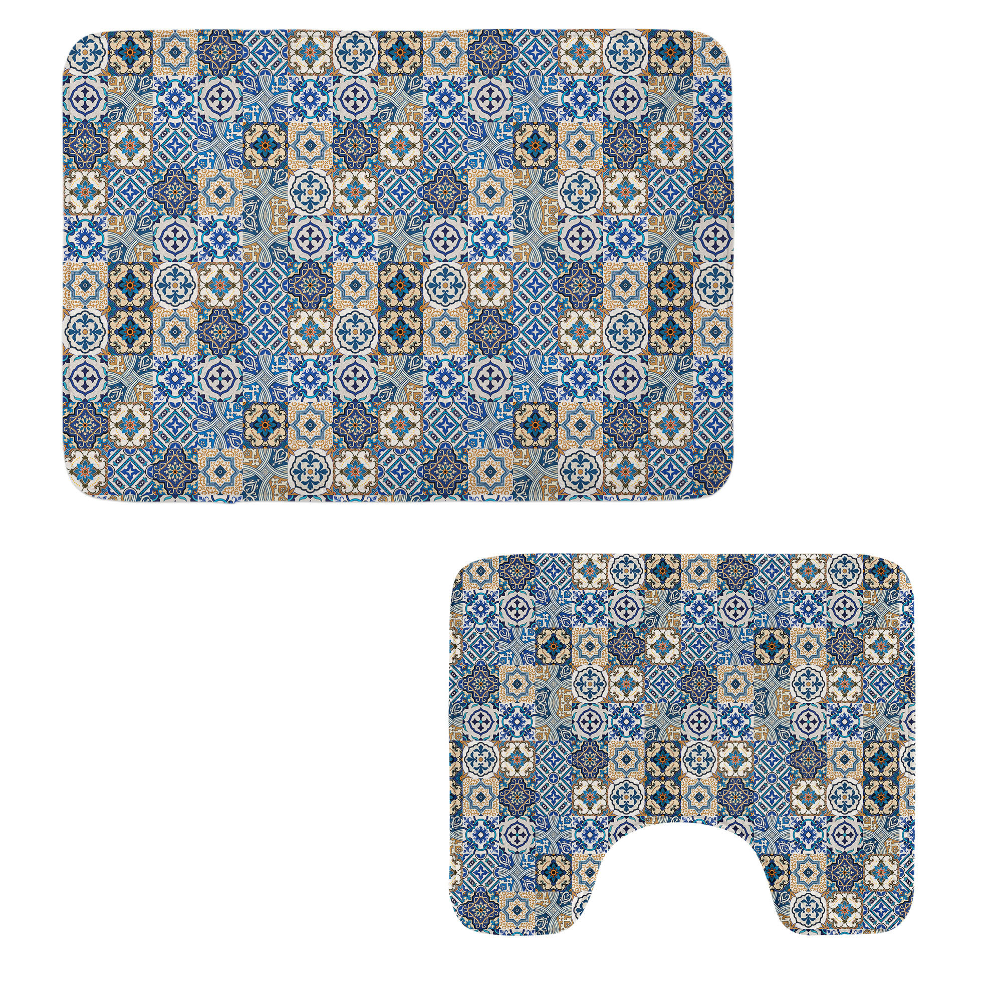 East Urban Home Moroccan Bathroom Rug Set 2 Pieces Rectangle & Contour ...