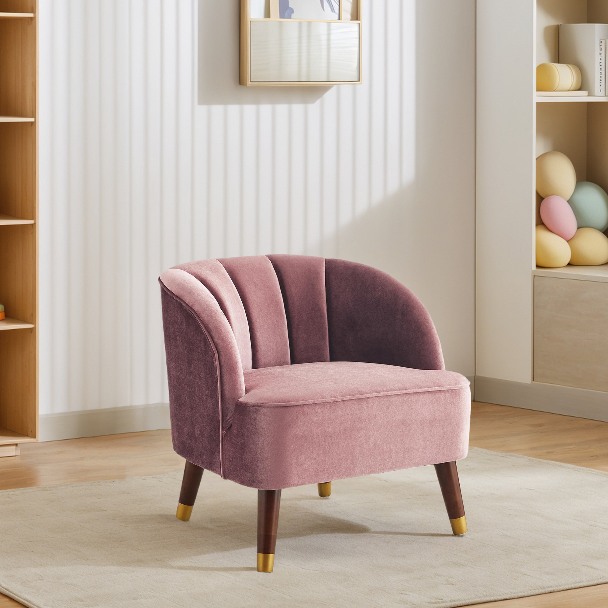 Mercer41 27.98" W Polyester Channel Tufted Back Recessed Arm Accent ...