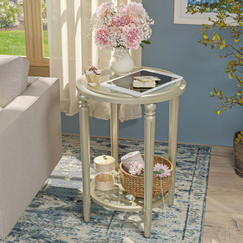 House of Hampton® Devarn Glass End Table with Storage & Reviews | Wayfair